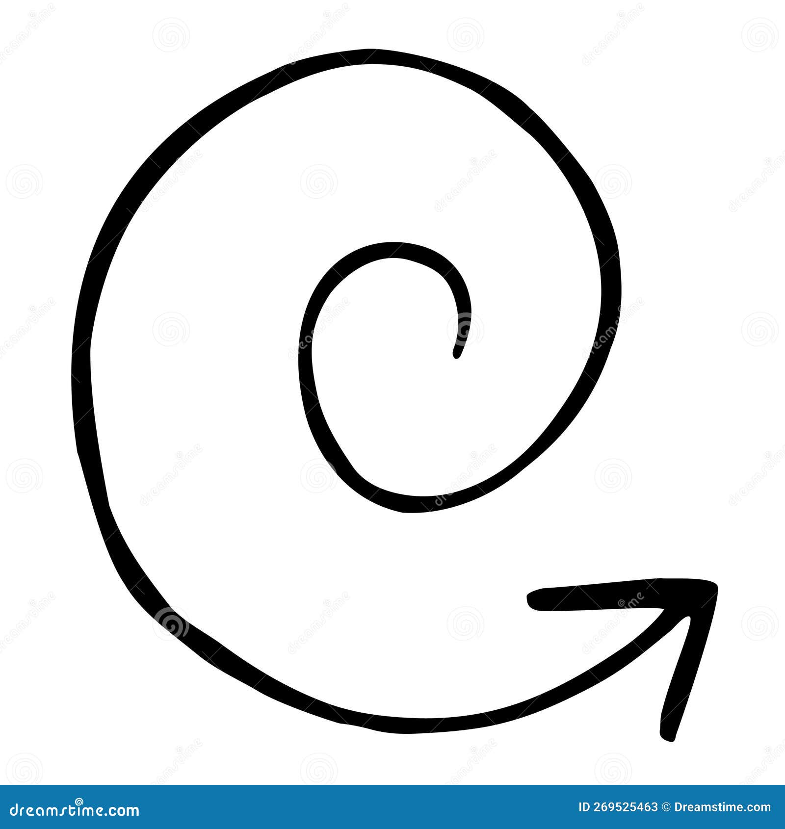 Vector Black Spiral Arrow Doodle Style Isolated on White Background ...
