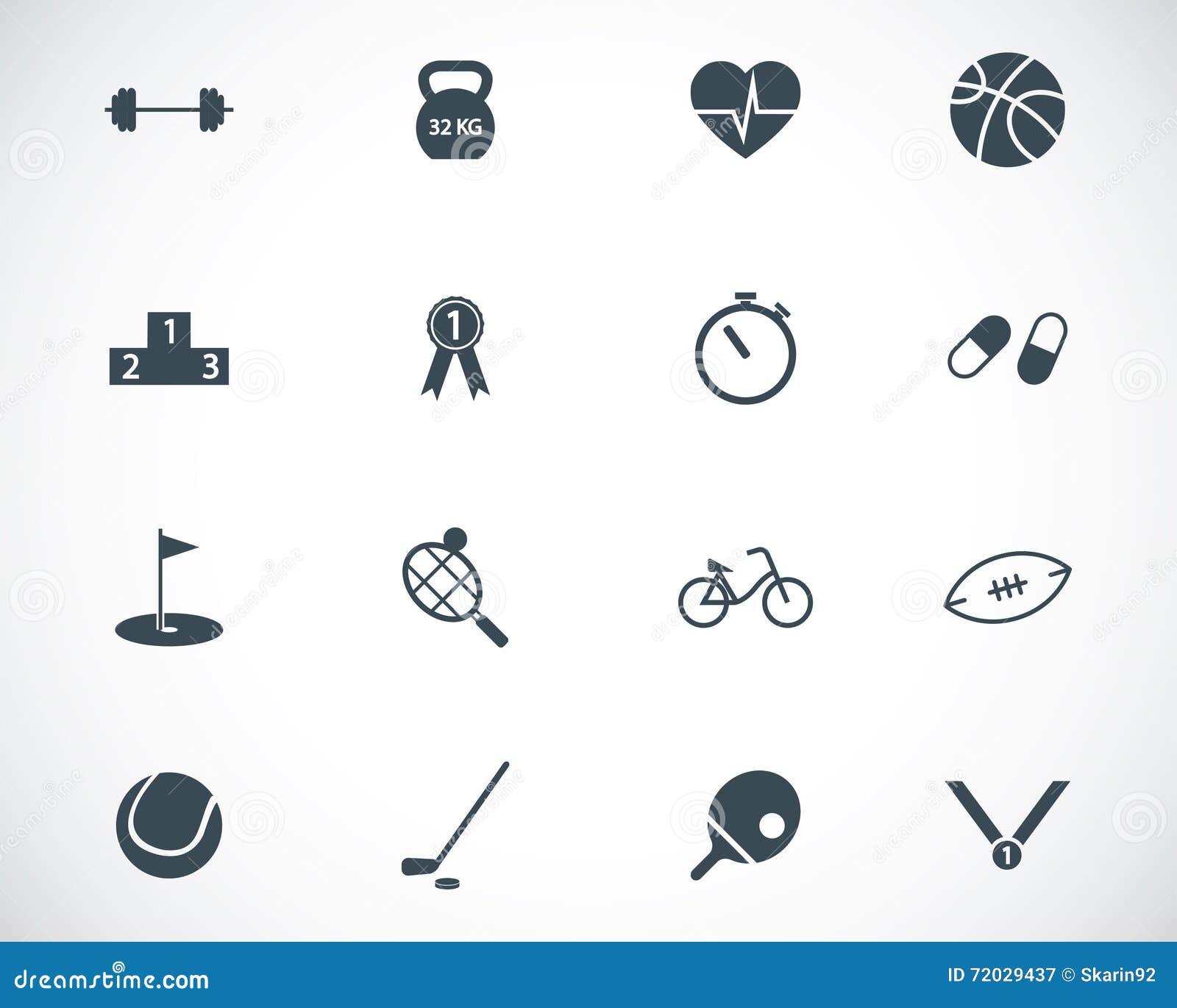 Vector Black Sport Icons Set Stock Illustration - Illustration of ...