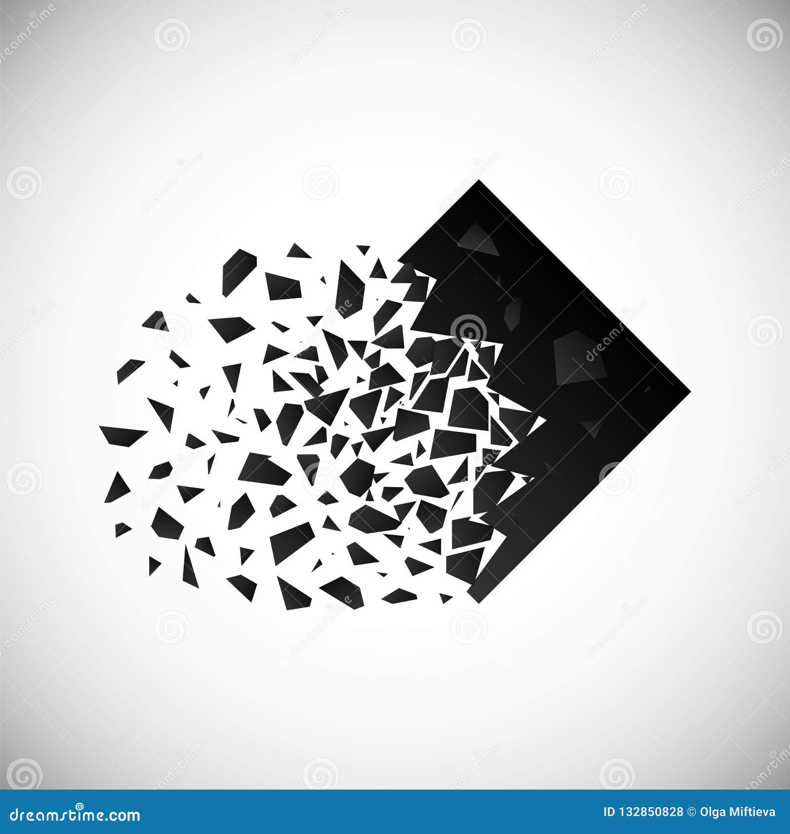 Vector of Black Square Destruction Shapes with Debris Isolated on ...