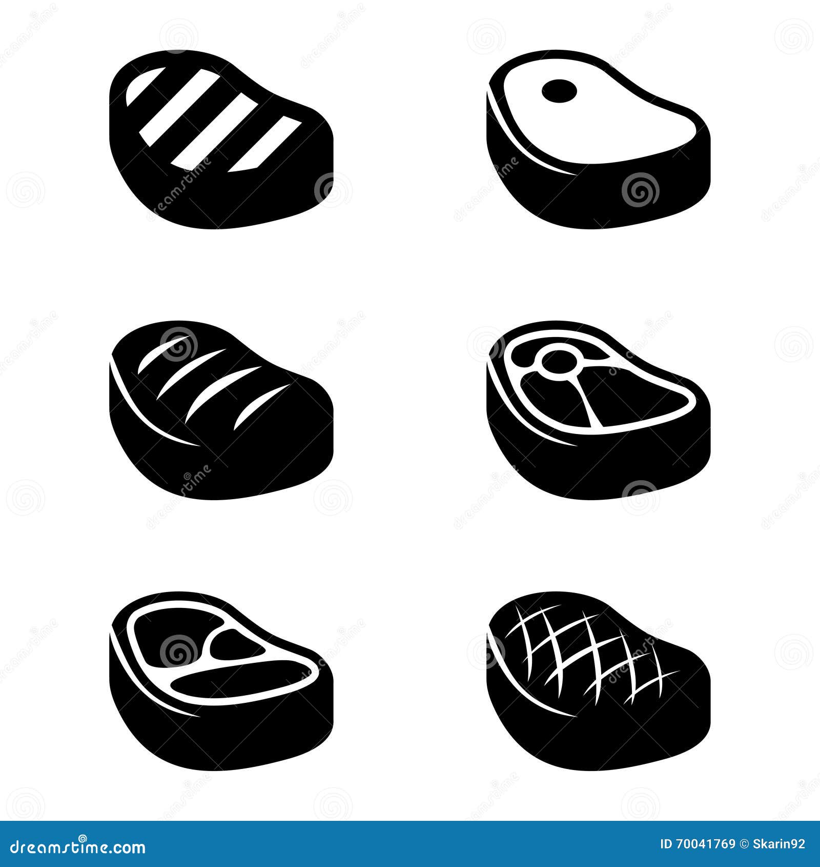 Vector Black Steak Icons Set Stock Illustration - Illustration of sign ...