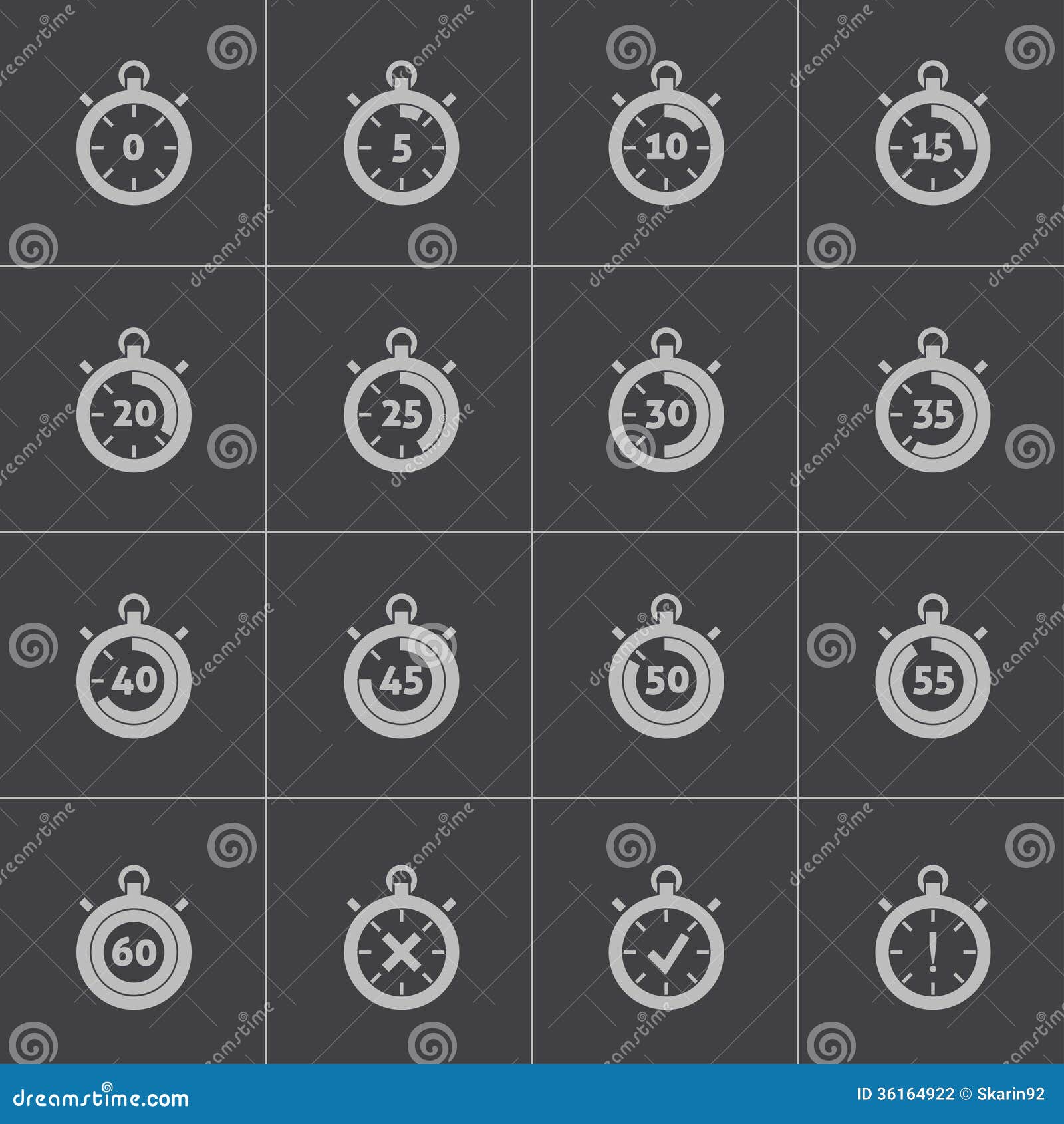 Stopwatch Icons Set. Outline Timer Symbol. Outline Stopwatch Icon ...