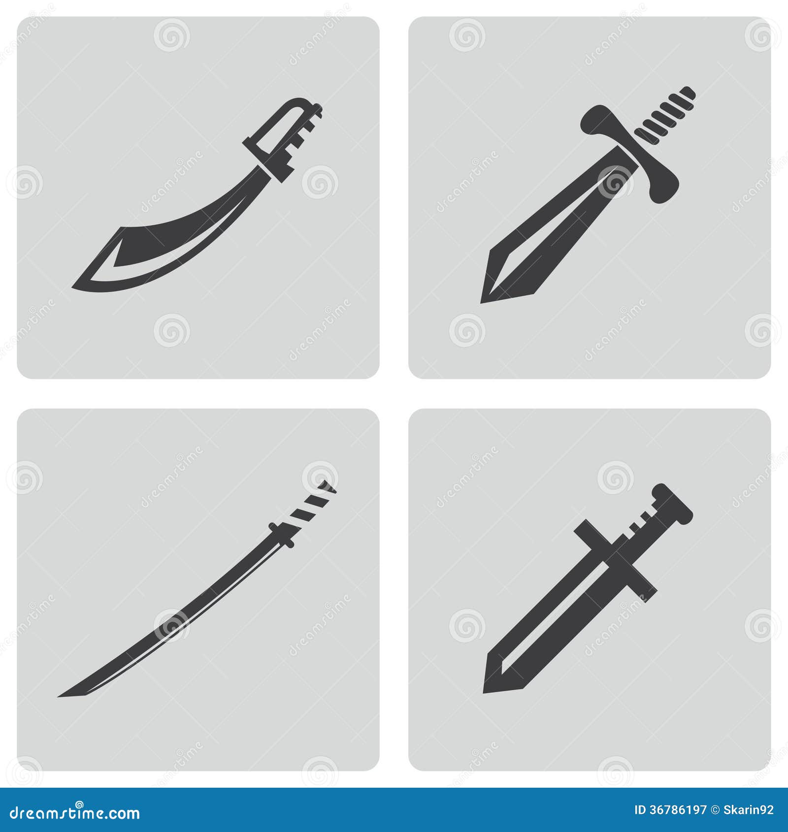 Sword Icons Set. Vector Ancient Swords Signs And Crossed Pictograms ...