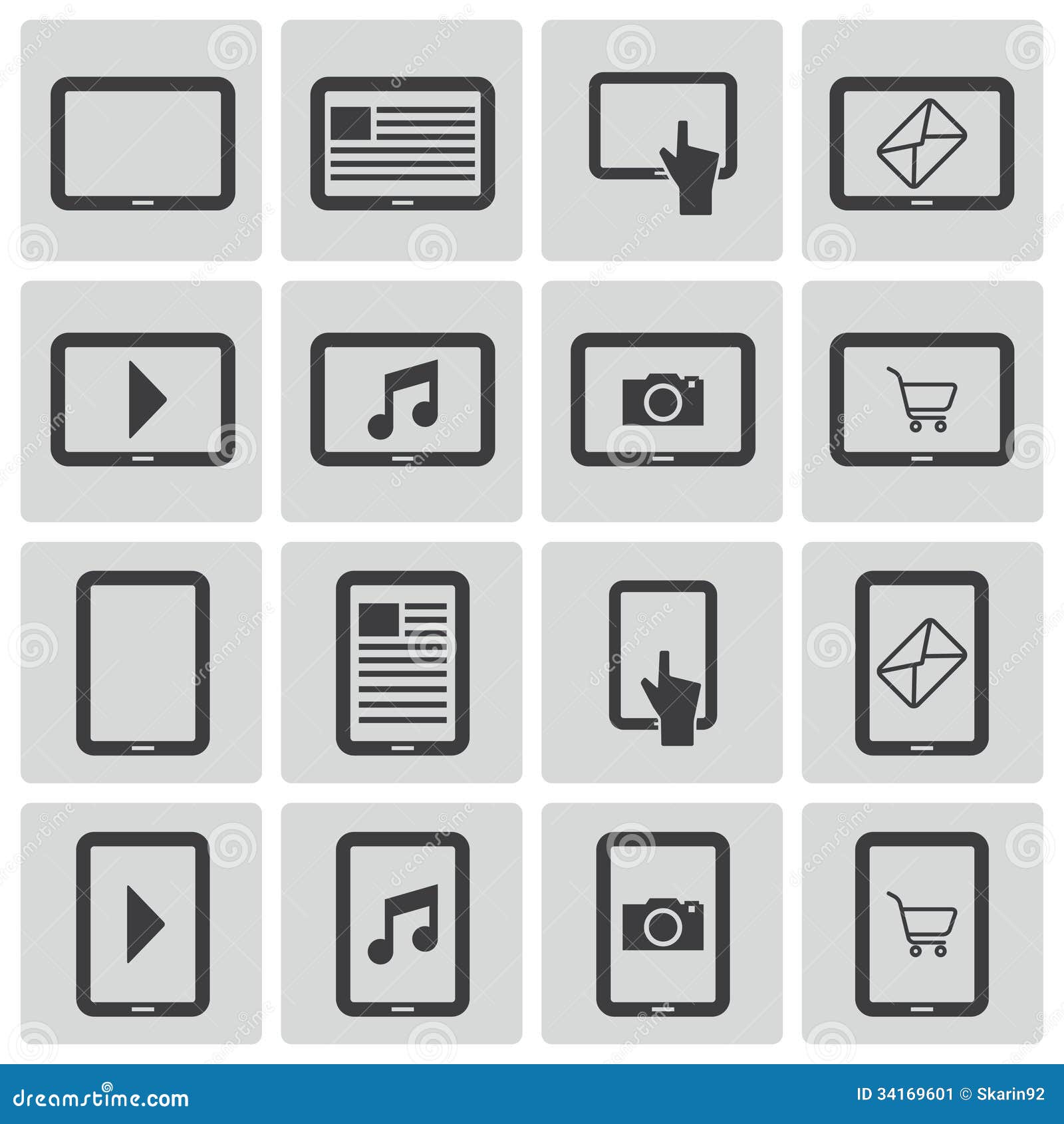 Vector black tablet icons stock illustration. Illustration of ...