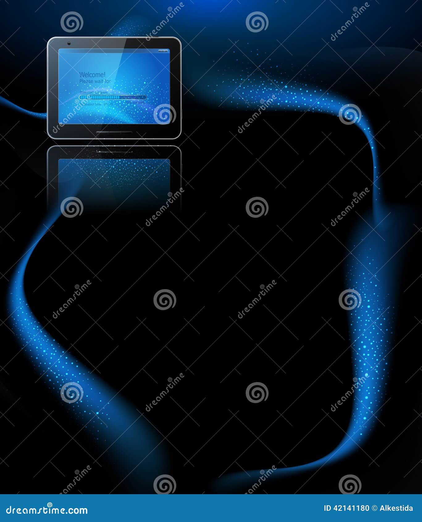 Vector Black Tablet Pad with a Blue Screen Stock Vector - Illustration ...