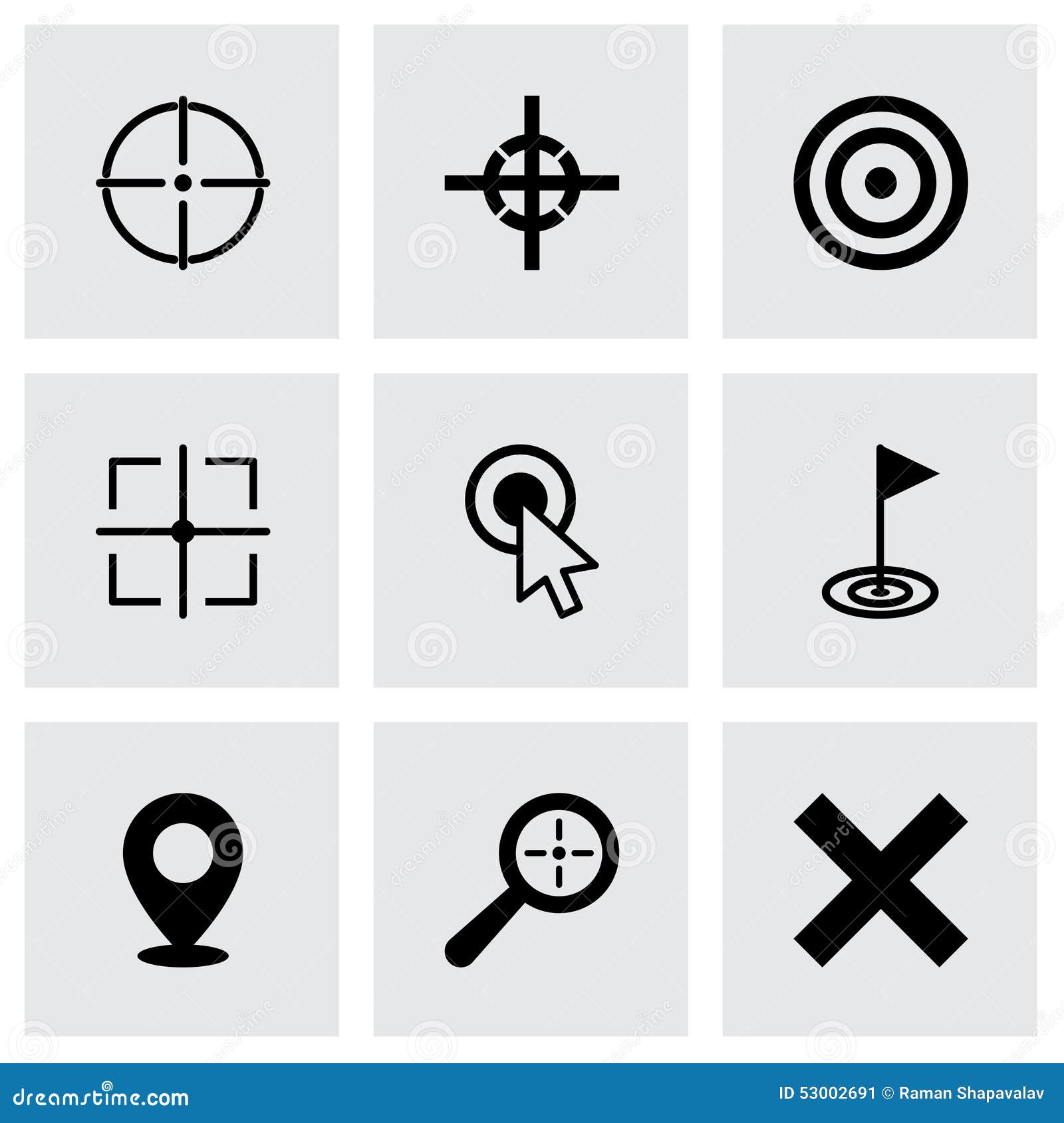 Vector Black Target Icon Set Stock Vector - Illustration of mark, white ...