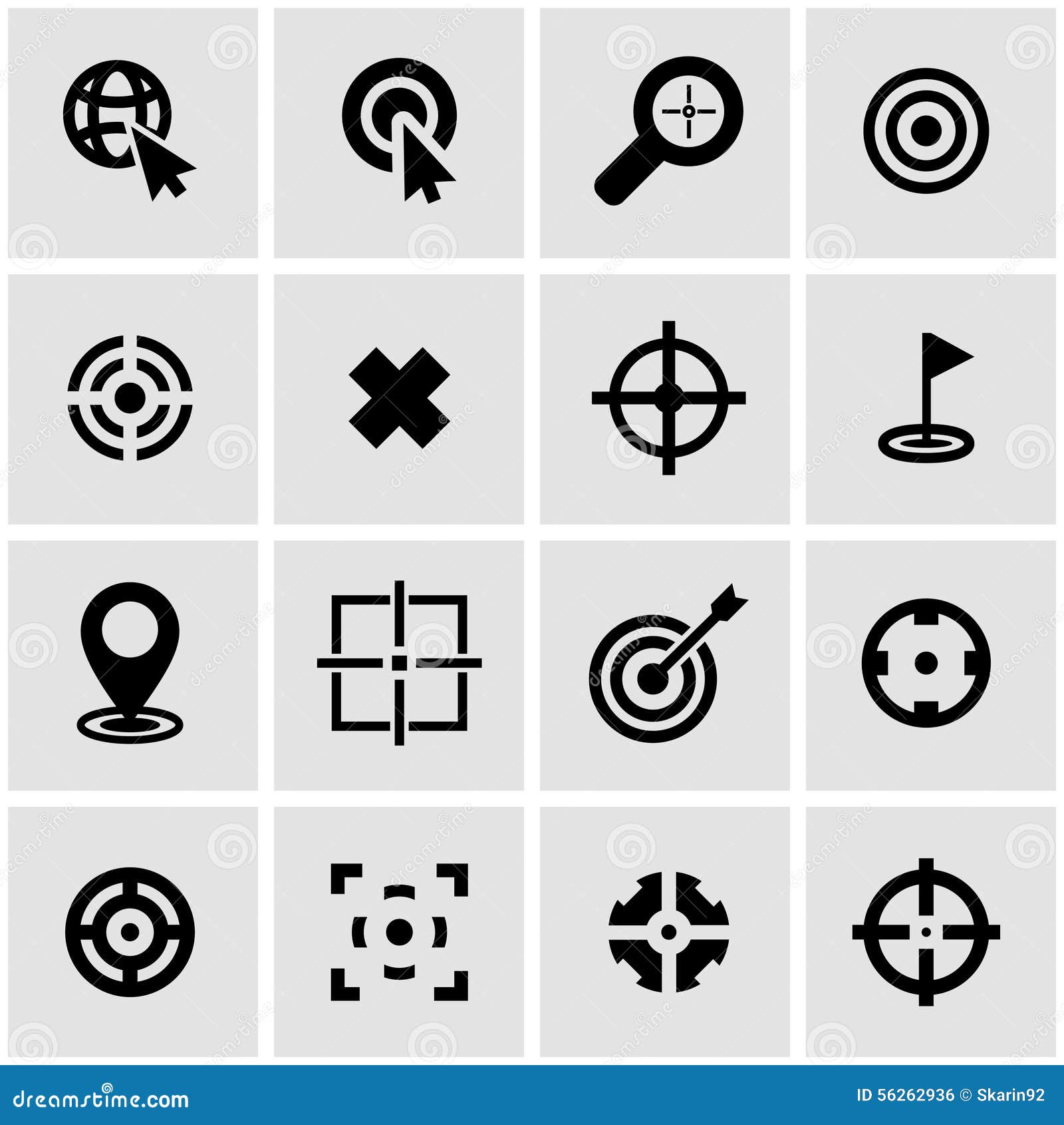 Vector Black Target Icon Set Stock Illustration - Illustration of ...