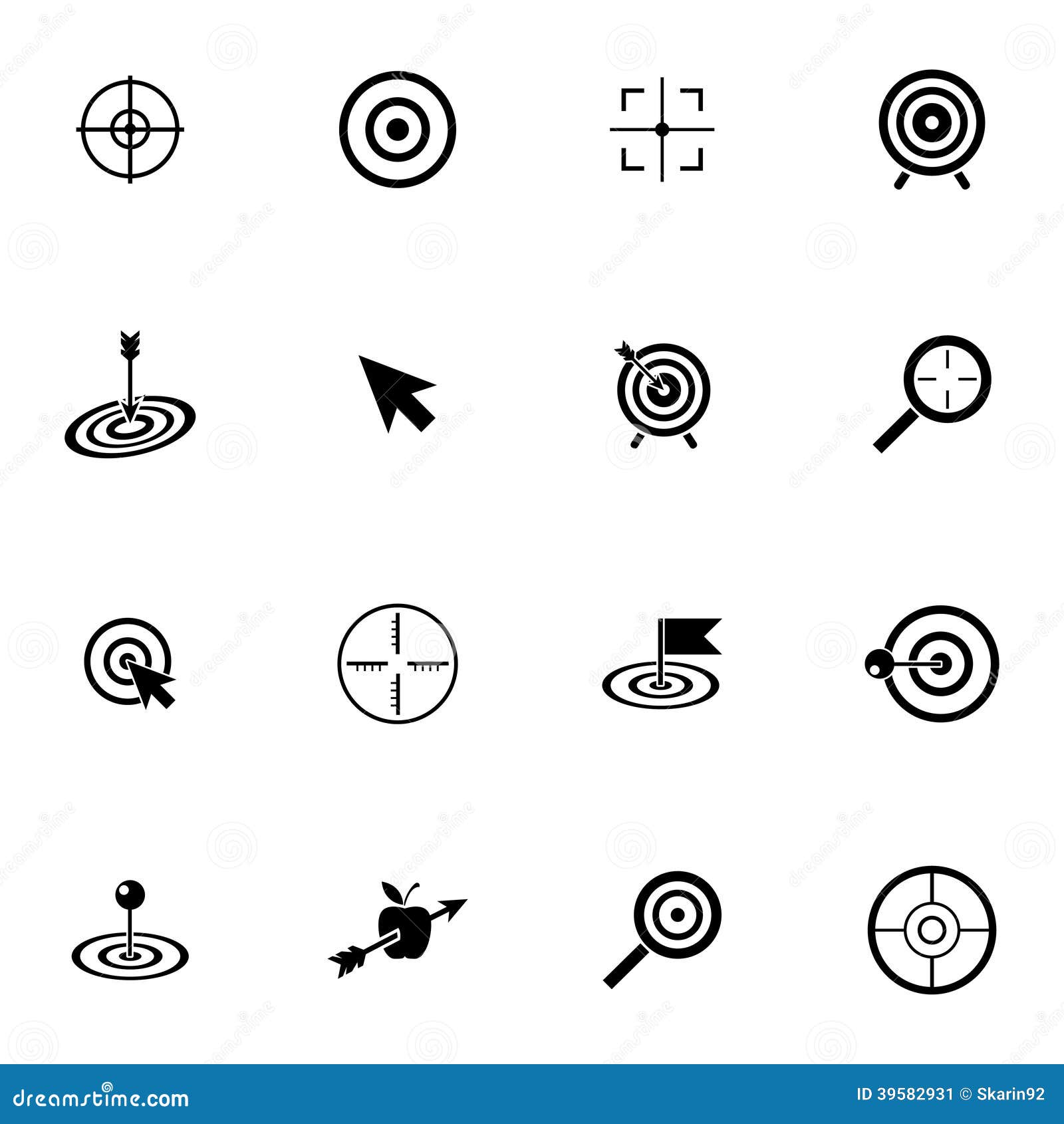 Vector Black Target Icons Set Stock Vector - Illustration of focus ...