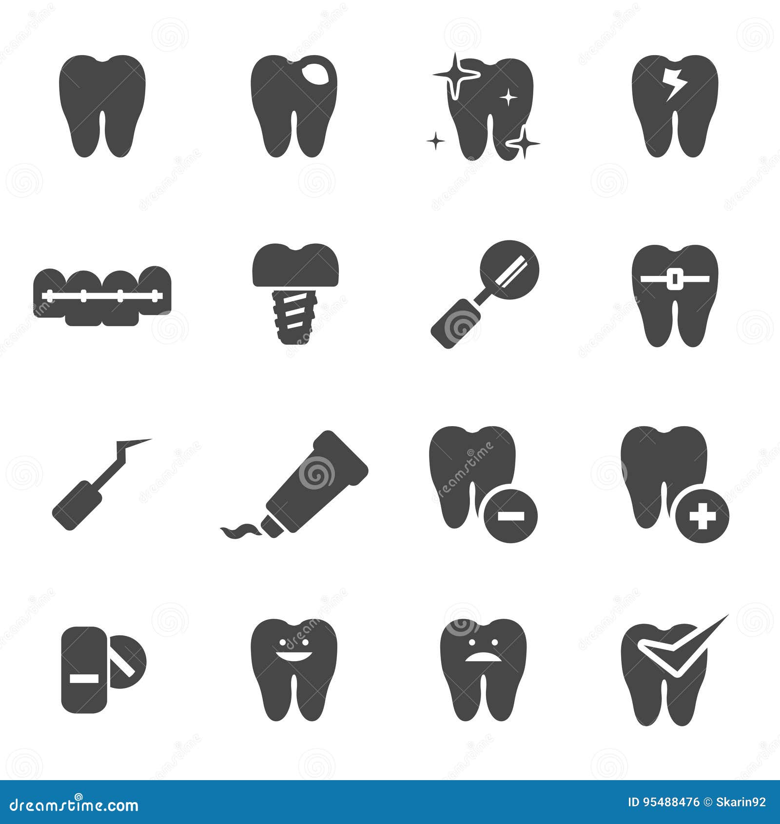 Teeth Icons Set, Simple Style Cartoon Vector | CartoonDealer.com #83609779