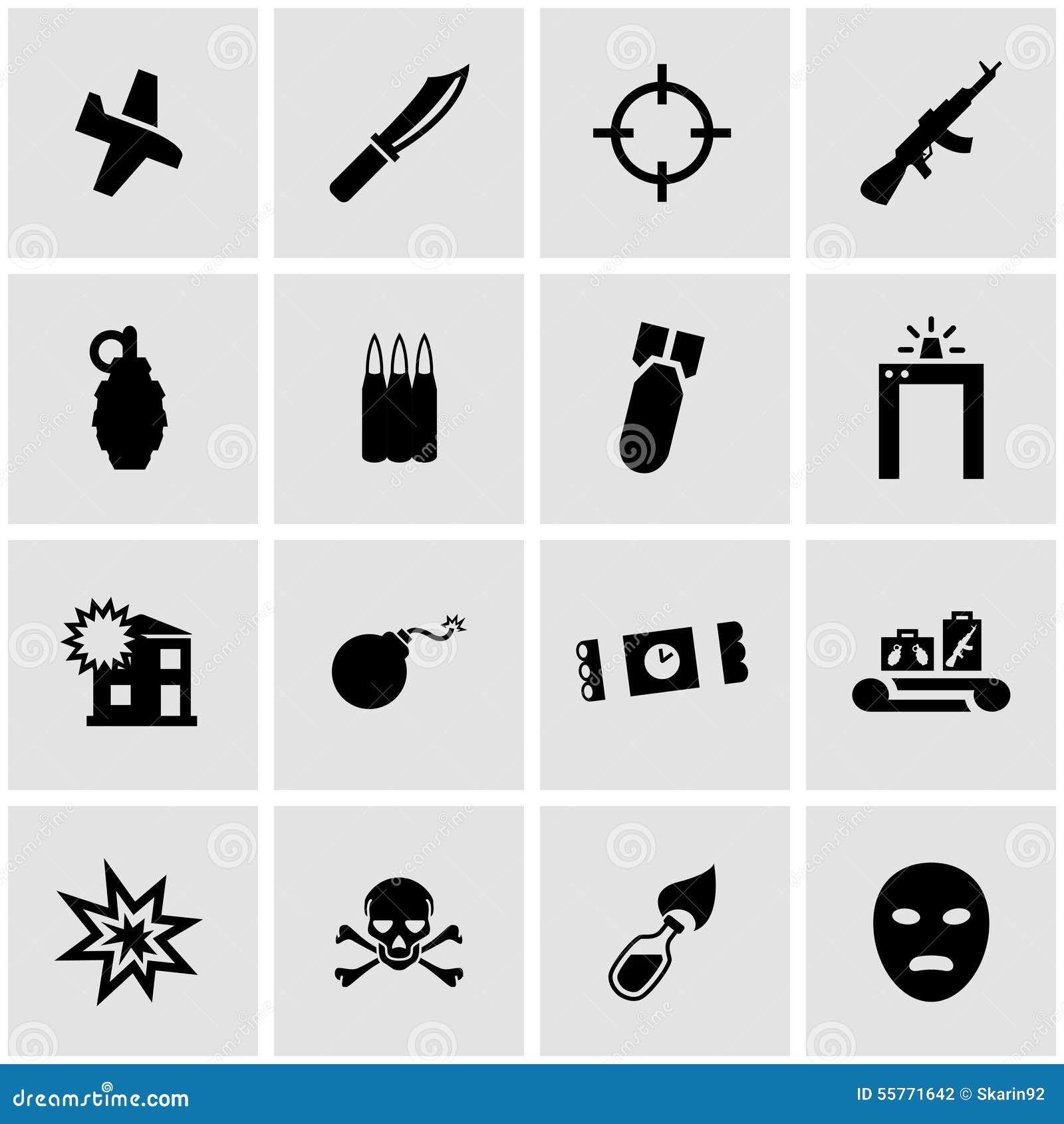 Vector Black Terrorism Icon Set Stock Vector - Illustration of isolated ...