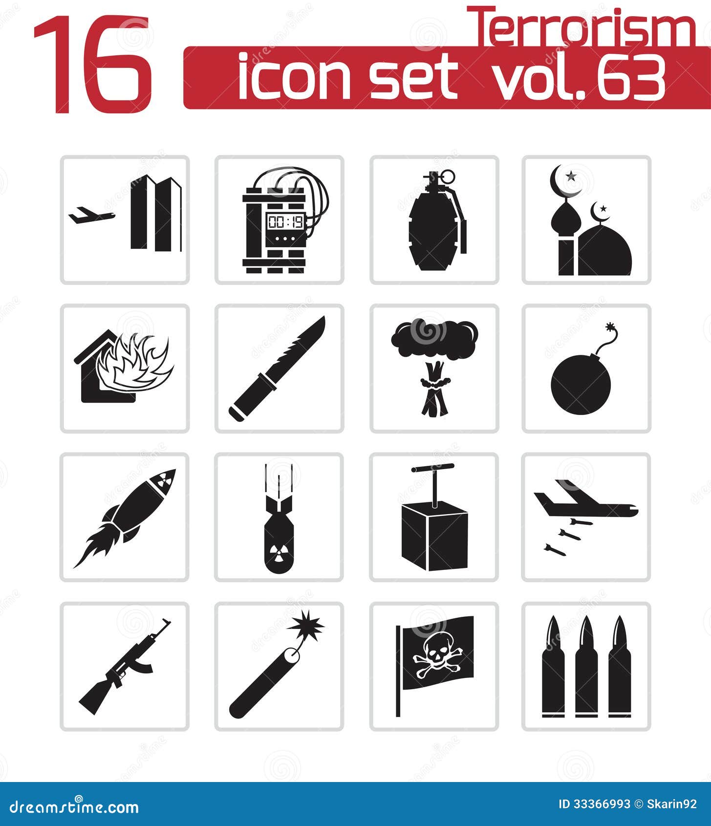 Vector Black Terrorism Icons Stock Illustration - Illustration of ...