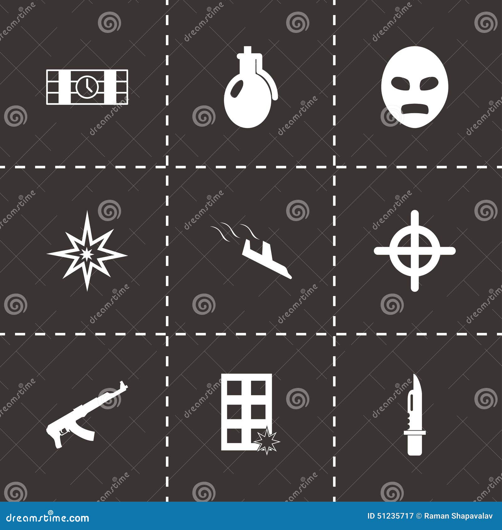 Vector Black Terrorism Icons Set Stock Vector - Illustration of danger ...