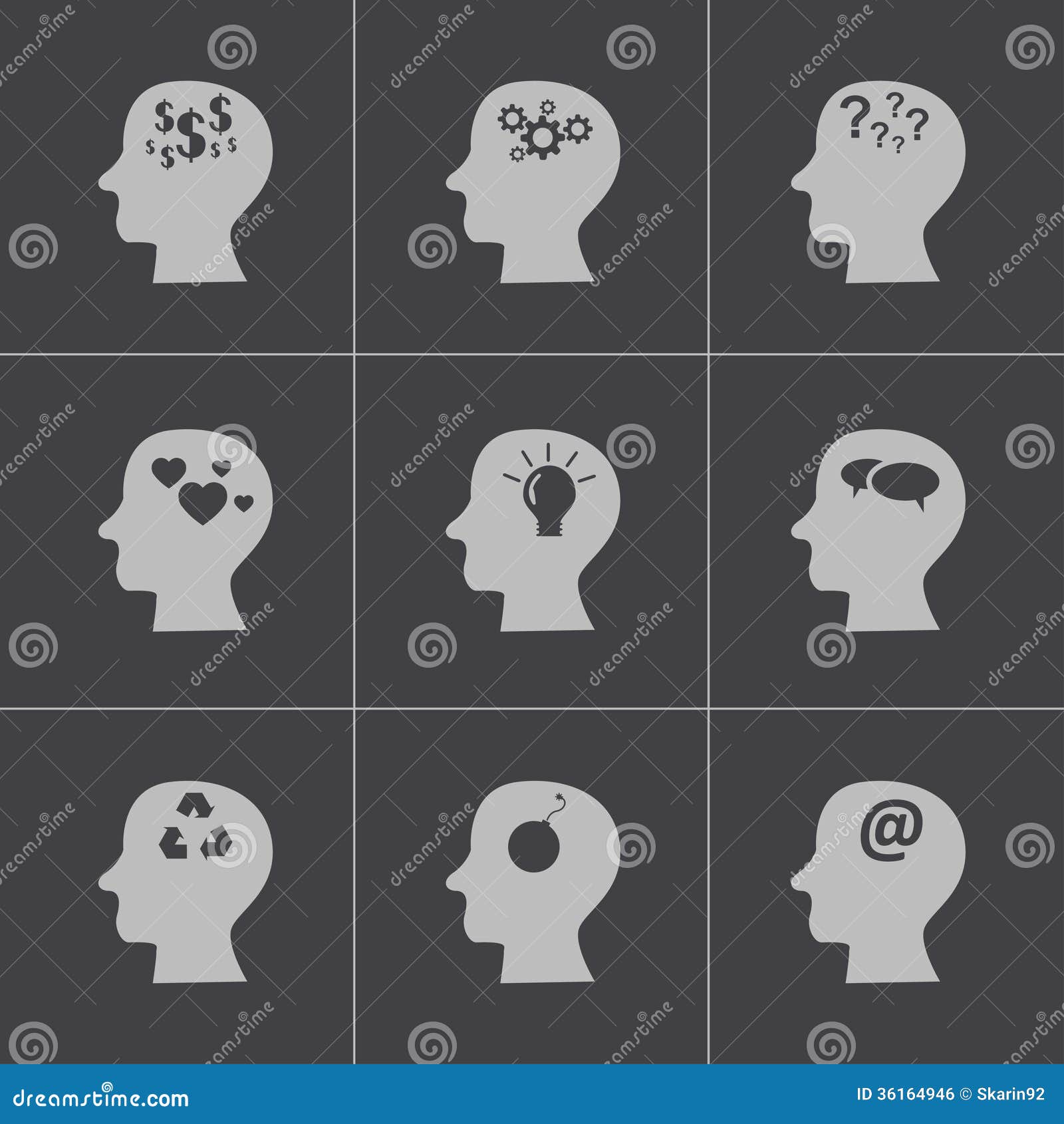 Vector Black Thoughts Icons Set Stock Vector - Illustration of concept ...