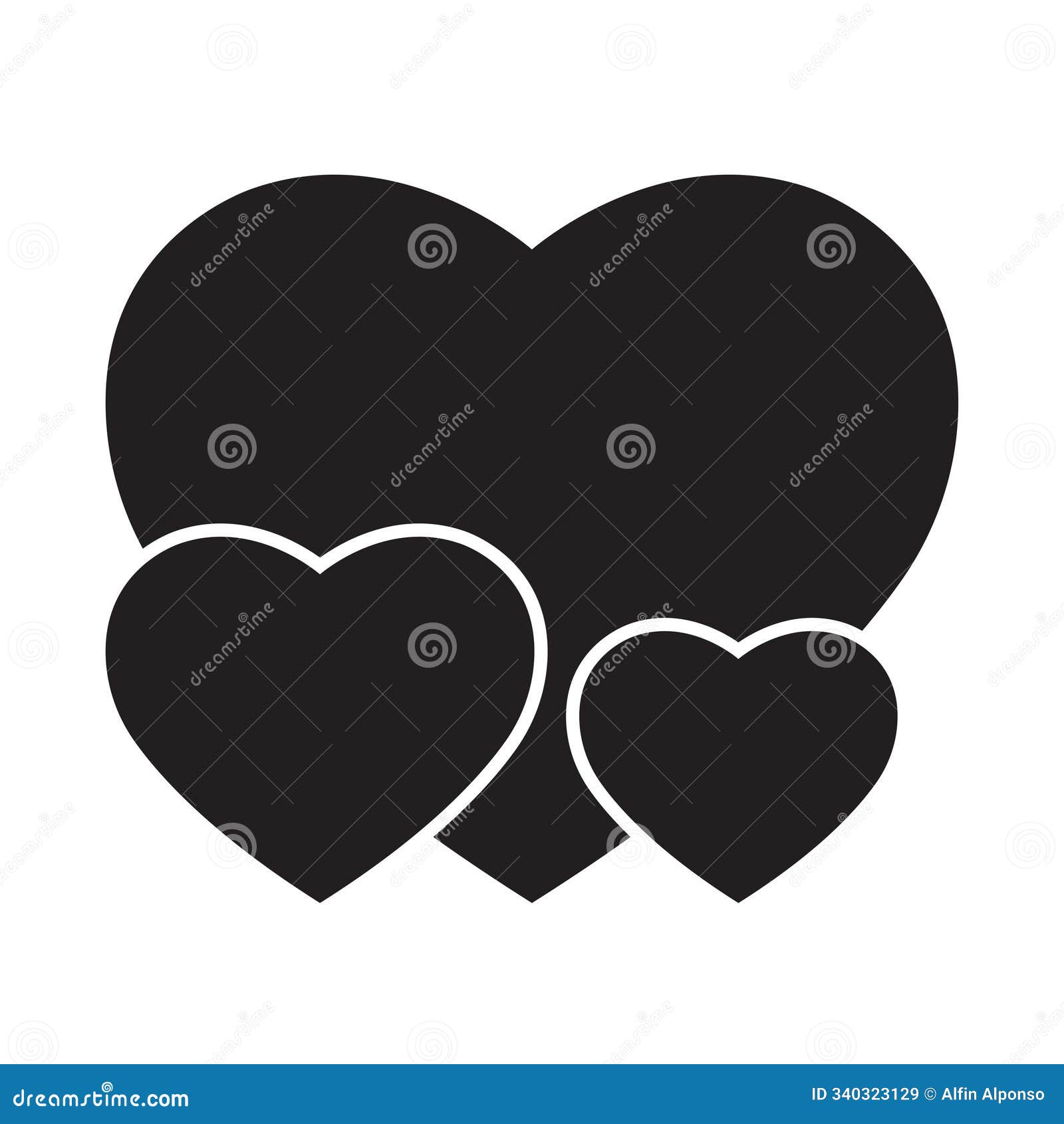 Vector Black Three Hearts stock illustration. Illustration of passion ...