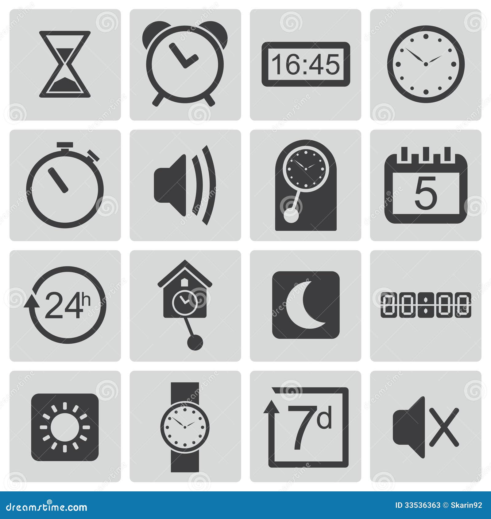 Vector black time icons stock illustration. Illustration of icons ...