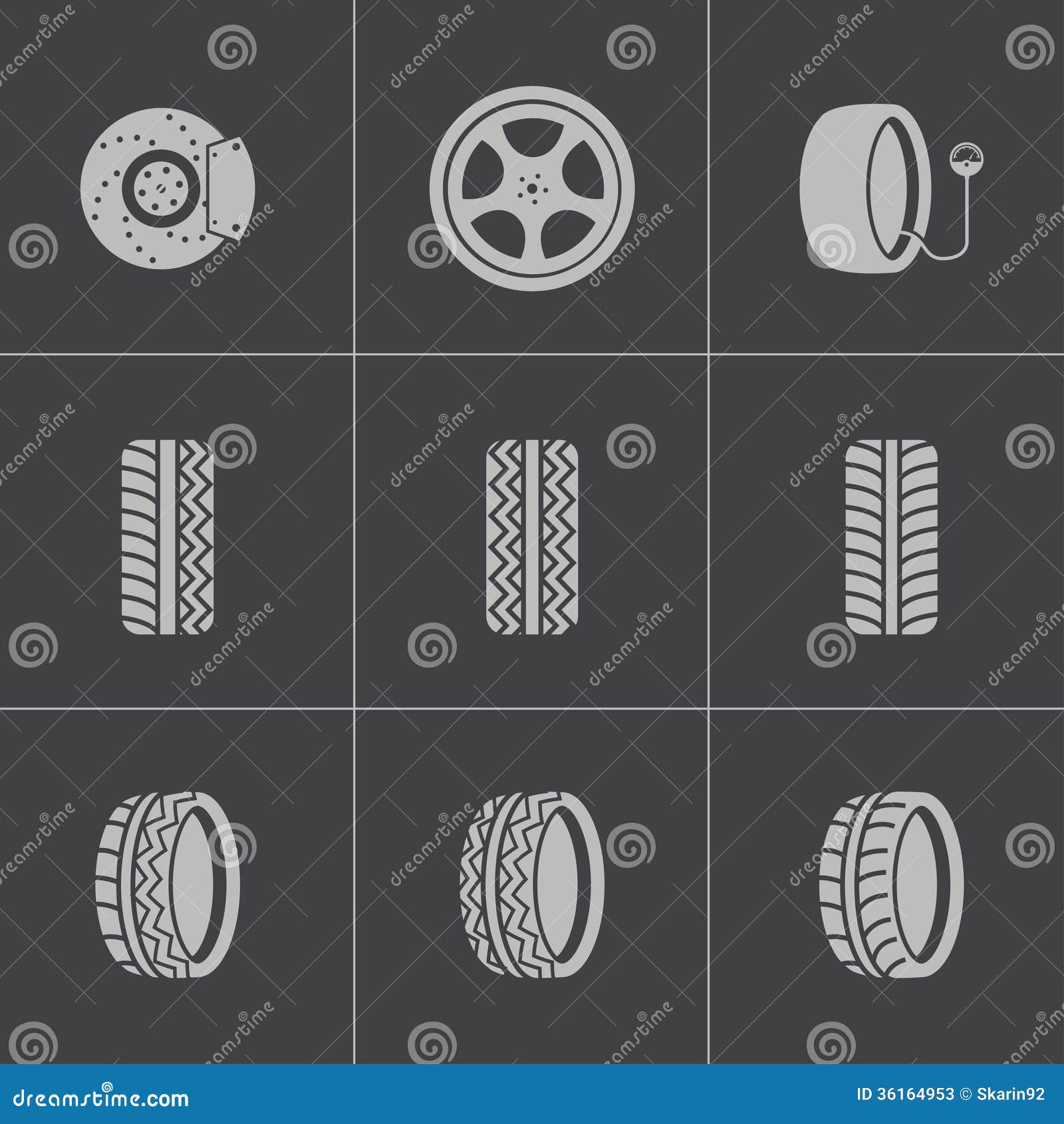 Vector Black Tire Icons Set Stock Vector - Illustration of icon, shop ...