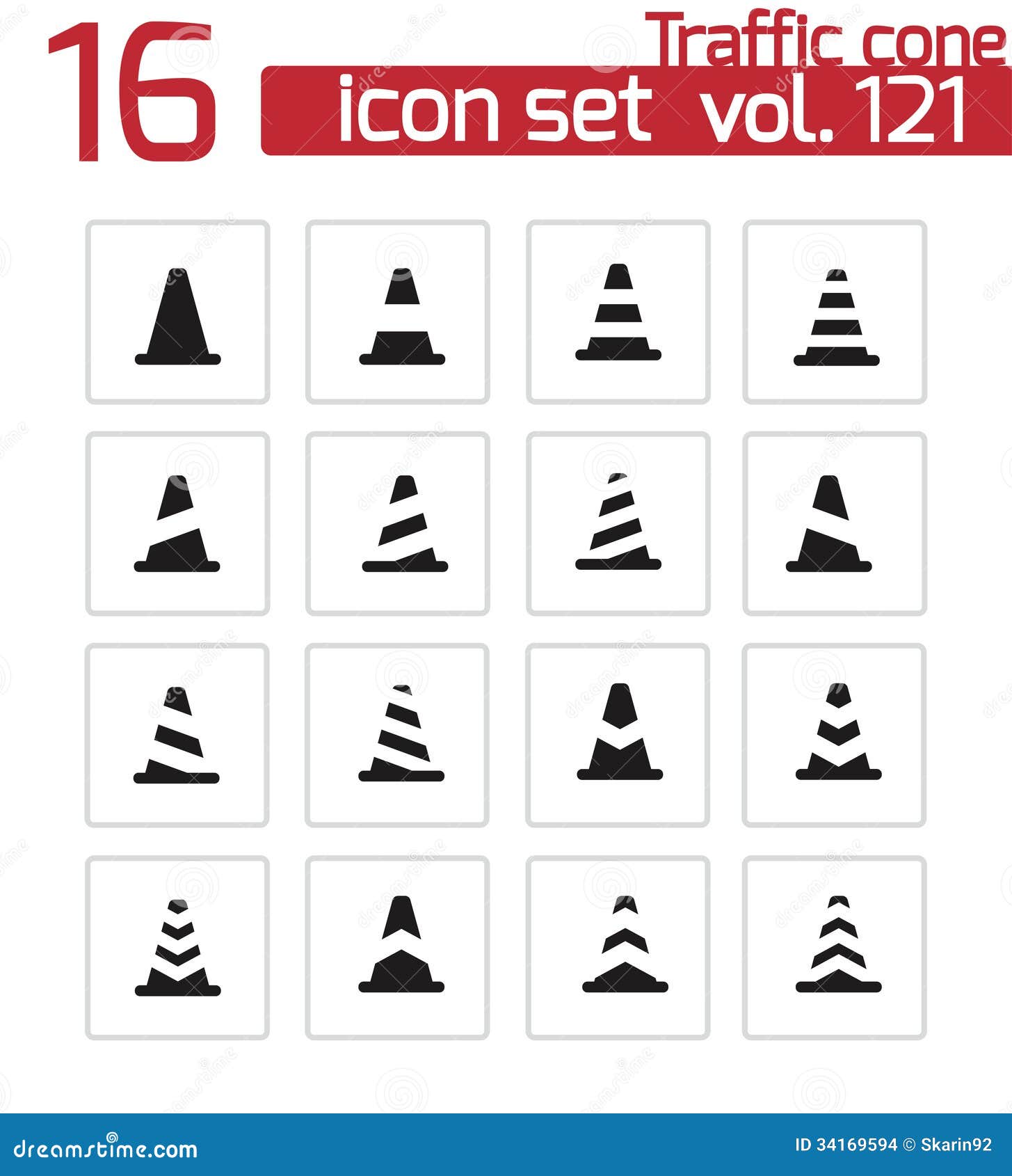 Vector Black Traffic Cone Icons Stock Illustration - Illustration of ...