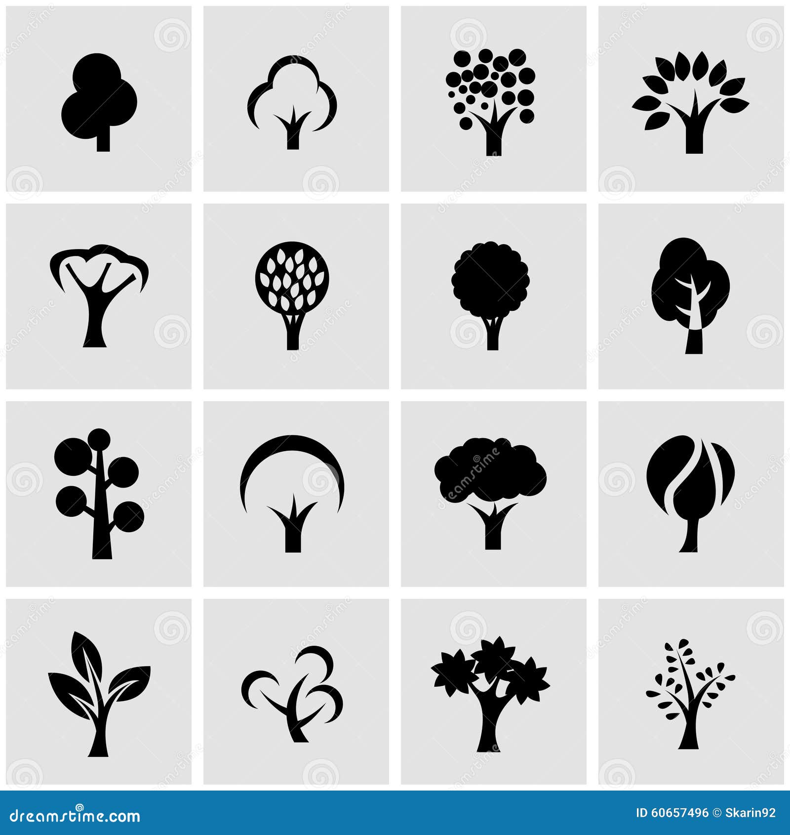Vector Black Trees Icon Set Stock Illustration - Illustration of tree ...