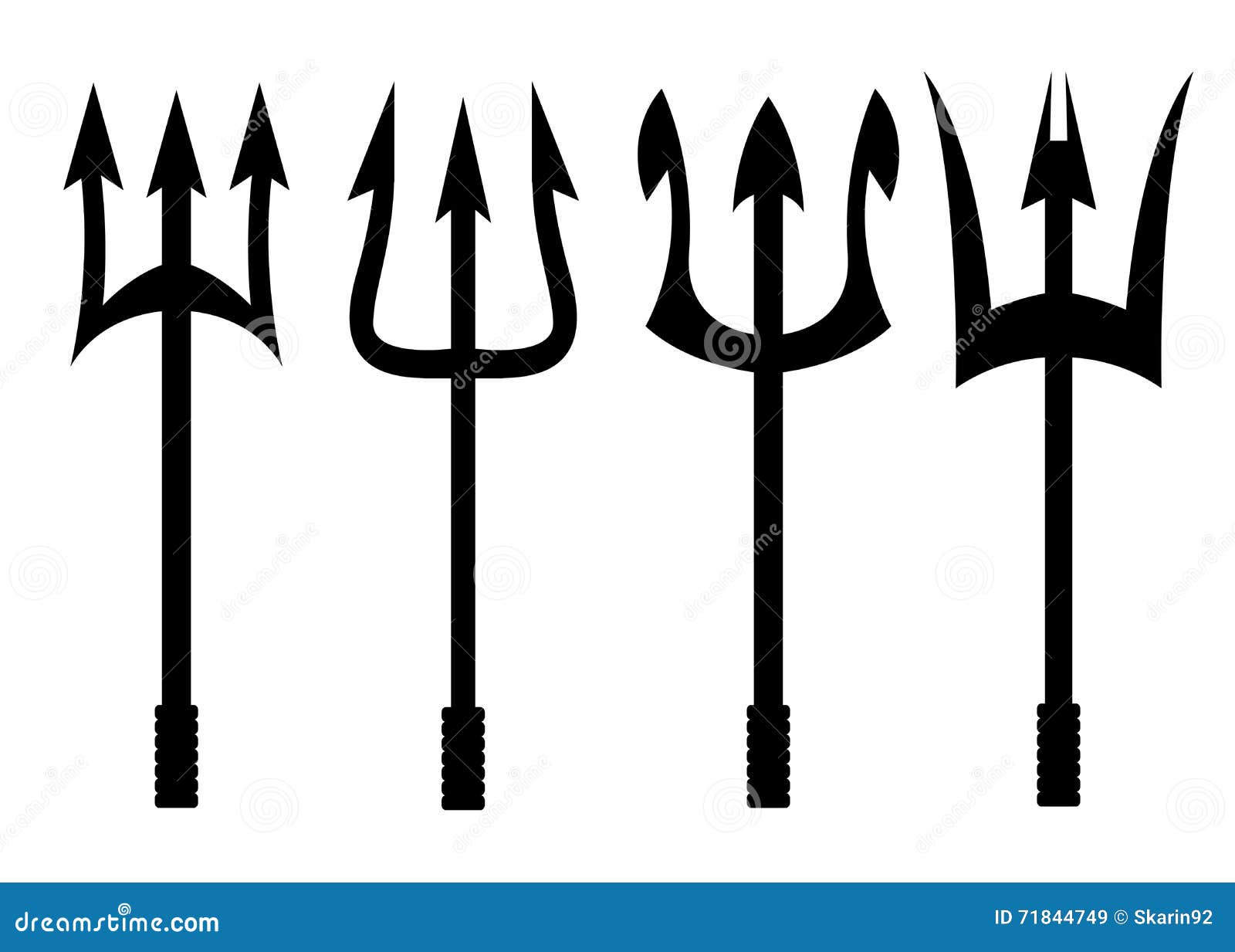 Black Trident Icon With Waves Cartoon Vector | CartoonDealer.com #100213437