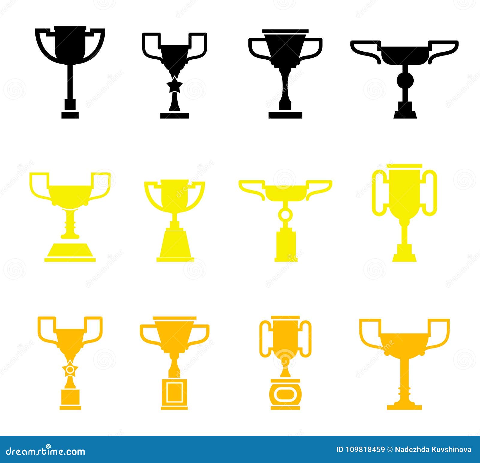 Vector Black Trophy and Awards Icons Set. Stock Vector - Illustration ...