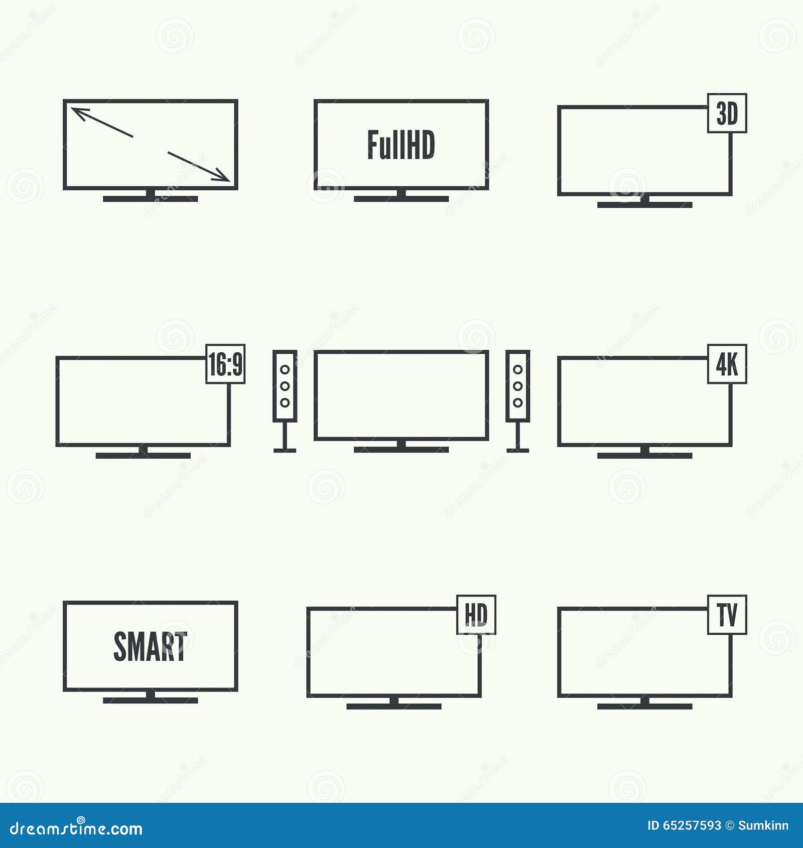 Vector black tv icon set stock vector. Illustration of hdtv - 65257593