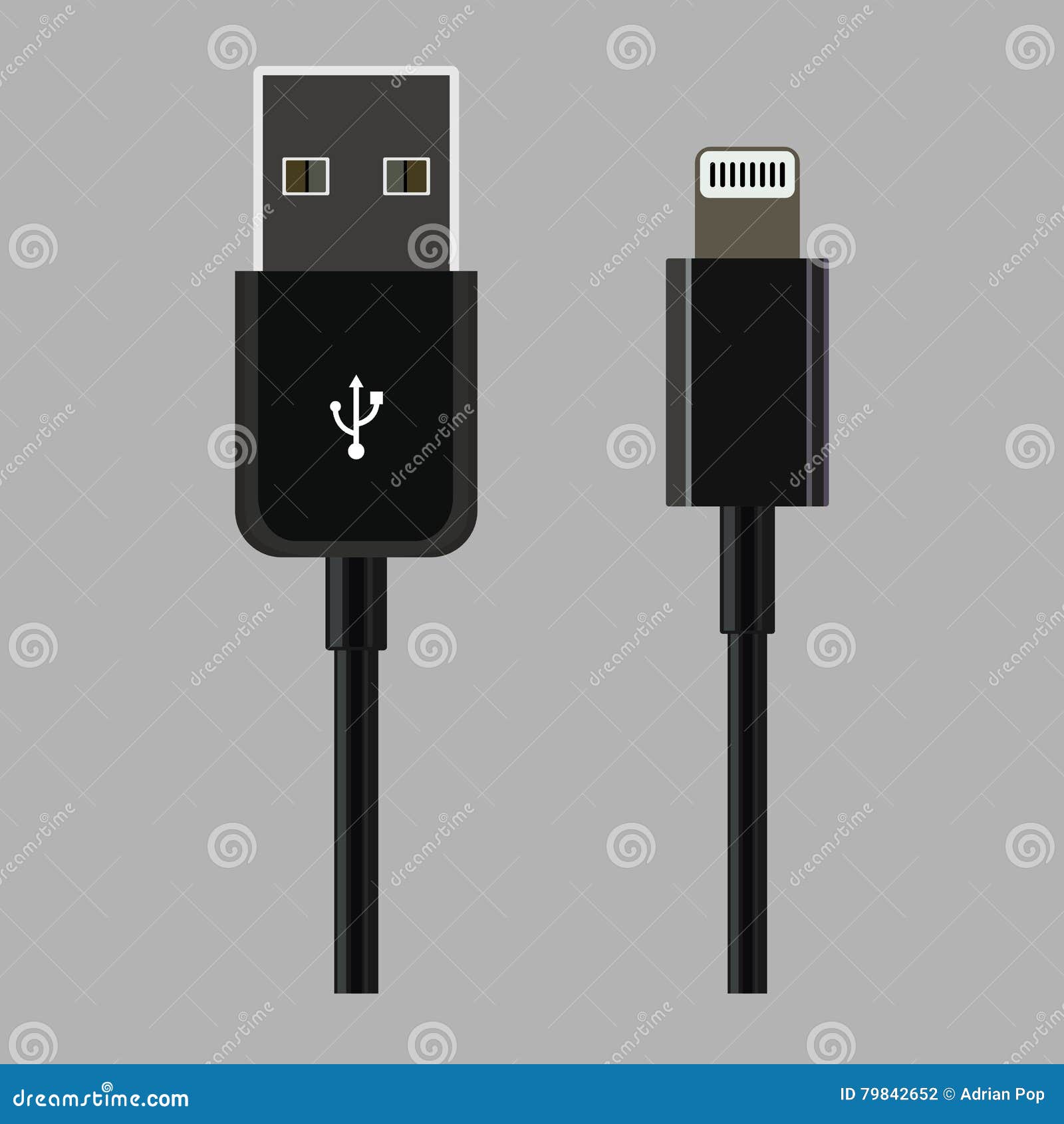 Usb Cable Connectors. Realistic Vector Set Of Phone Jacks For Cabling ...