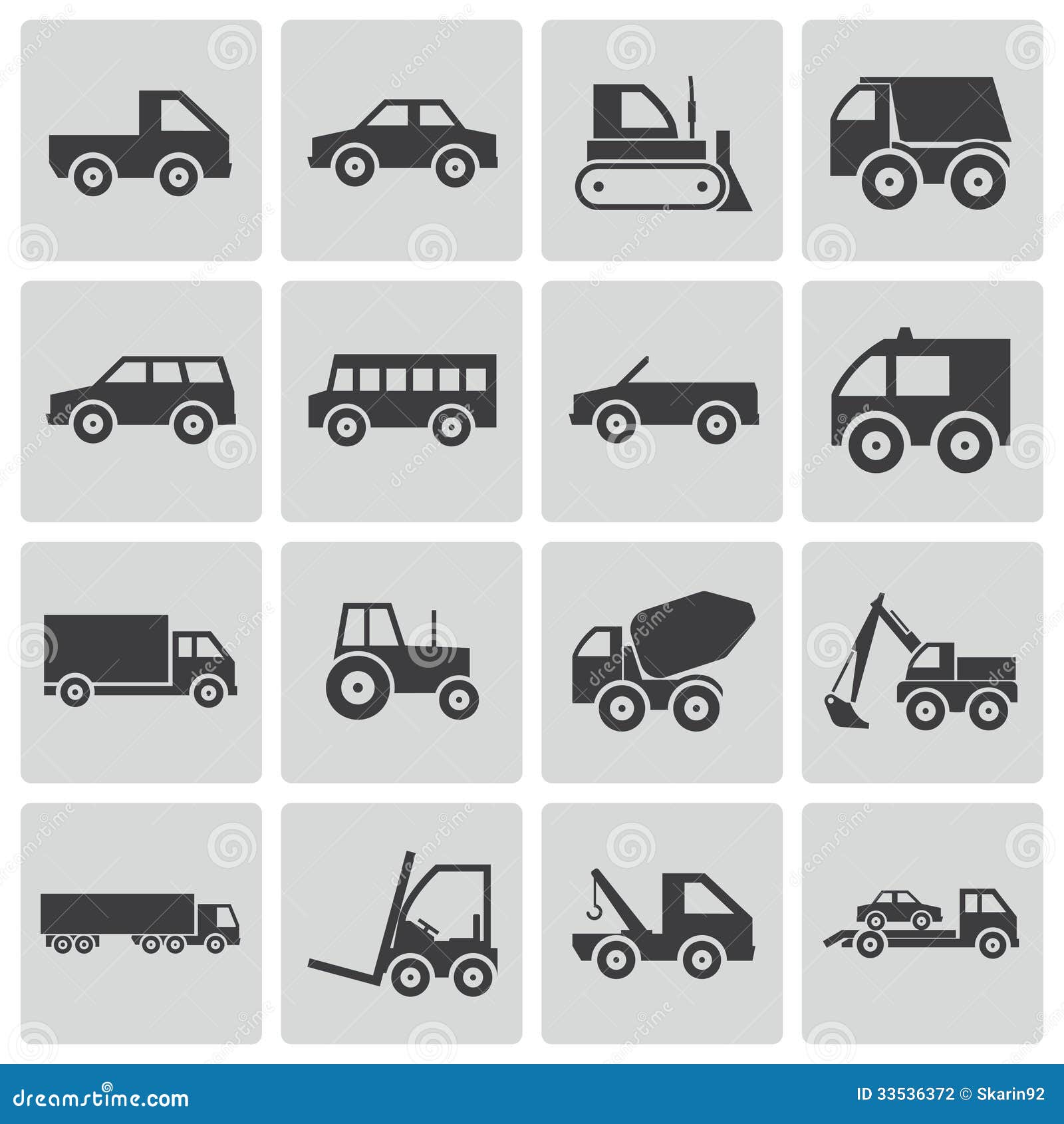 Vector black vehicle icons stock illustration. Illustration of auto ...