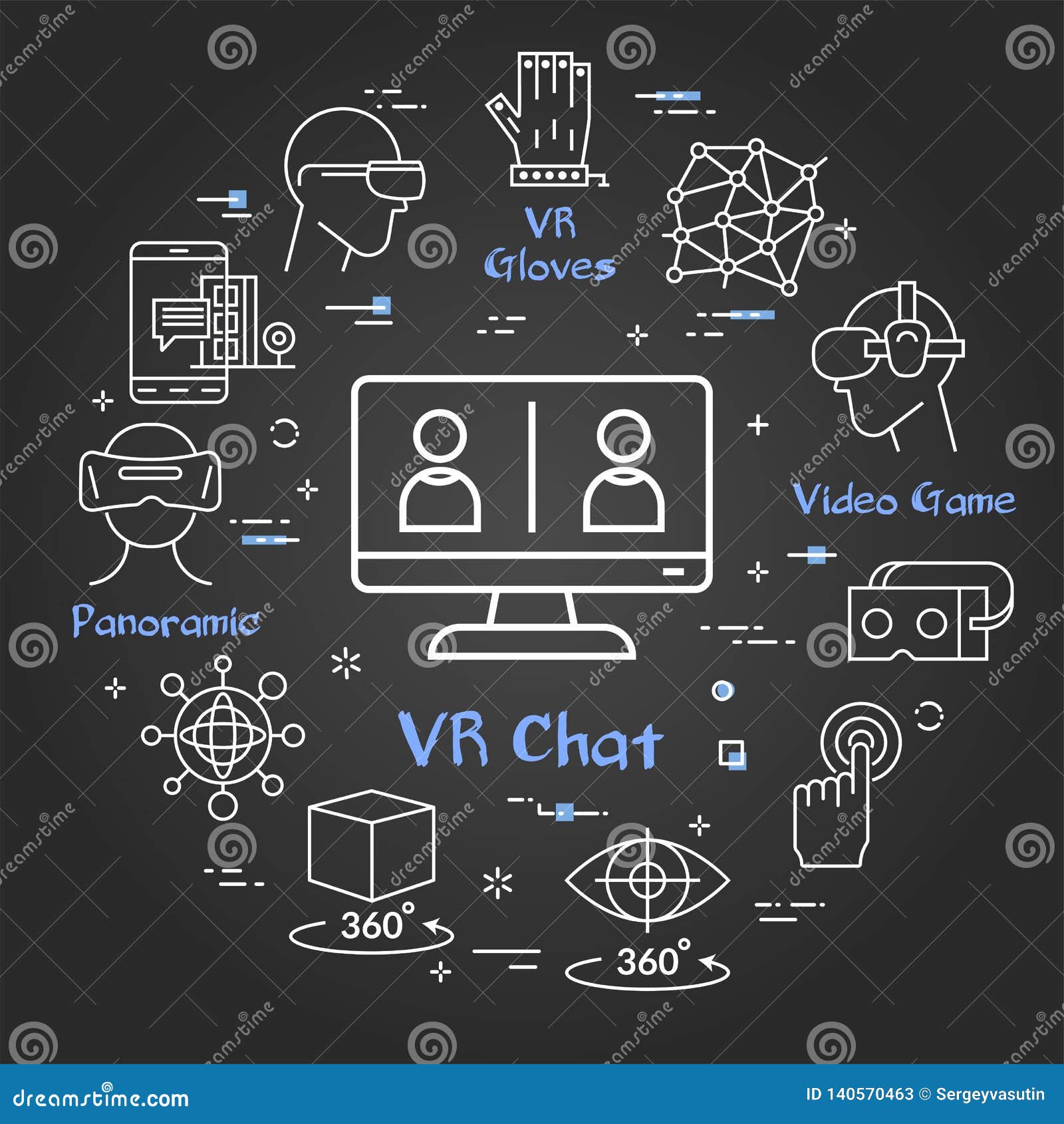 Vector Black Virtual Reality Concept - Chatting Stock Vector ...