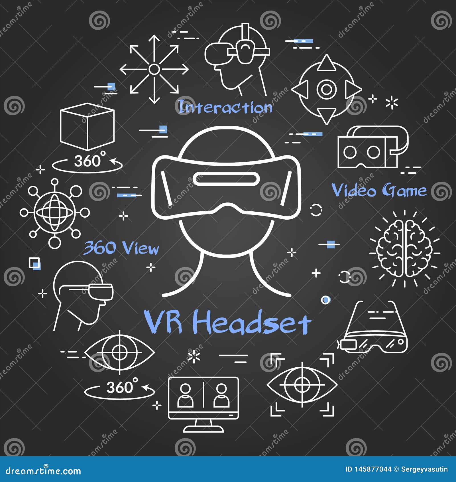 Vector Black Virtual Reality Concept - VR Headset Stock Vector ...