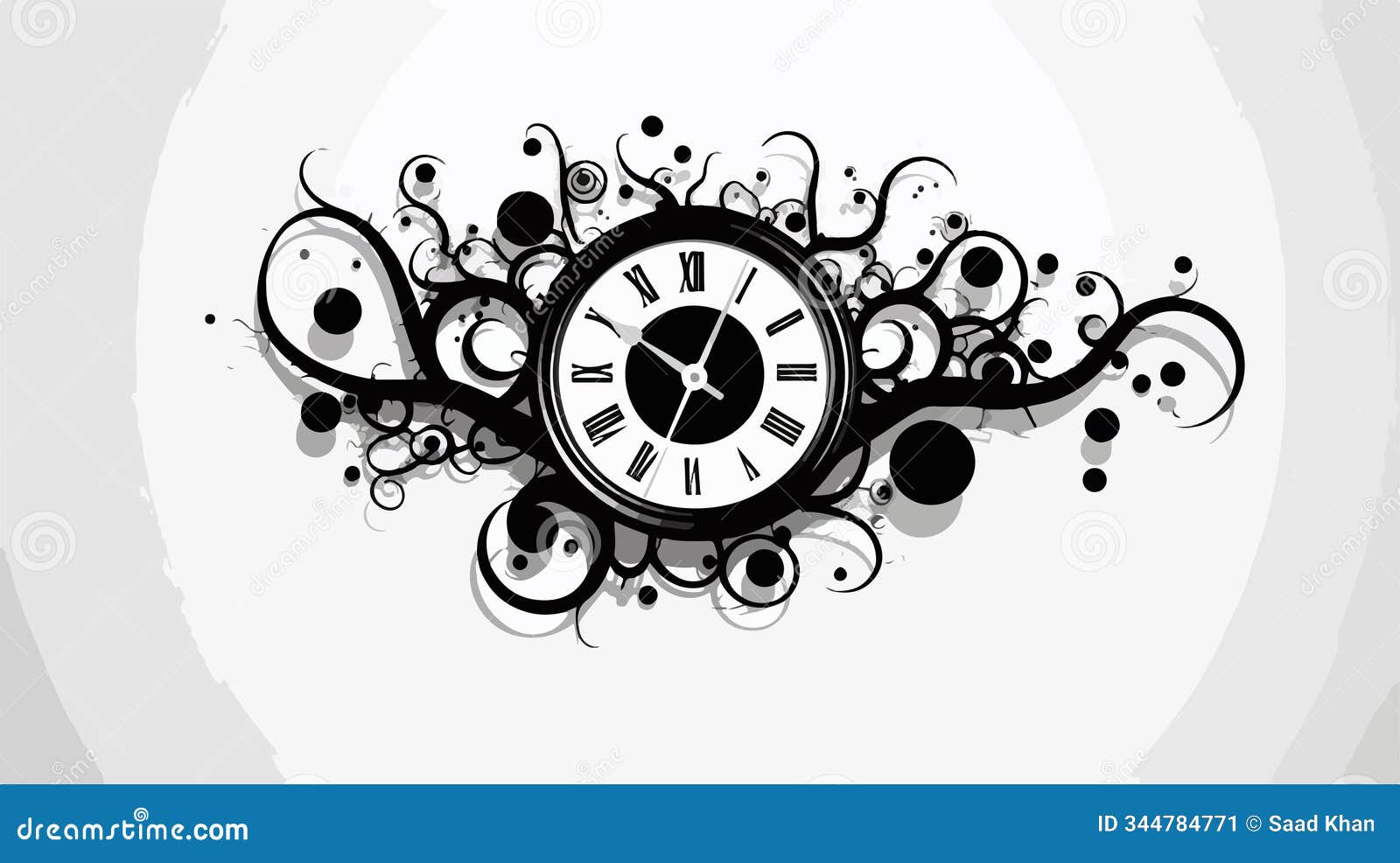 Vector Black Wall Clock Cartoon Vector Illustration Stock Vector ...