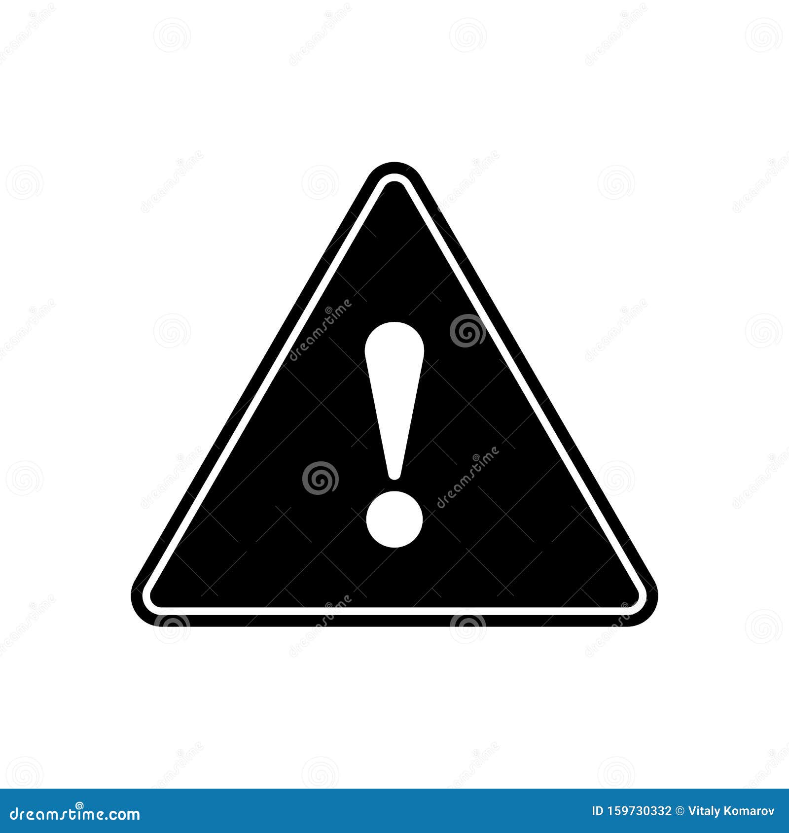 The Vector of a Black Warning Icon of Exclamation Symbol is on a White ...
