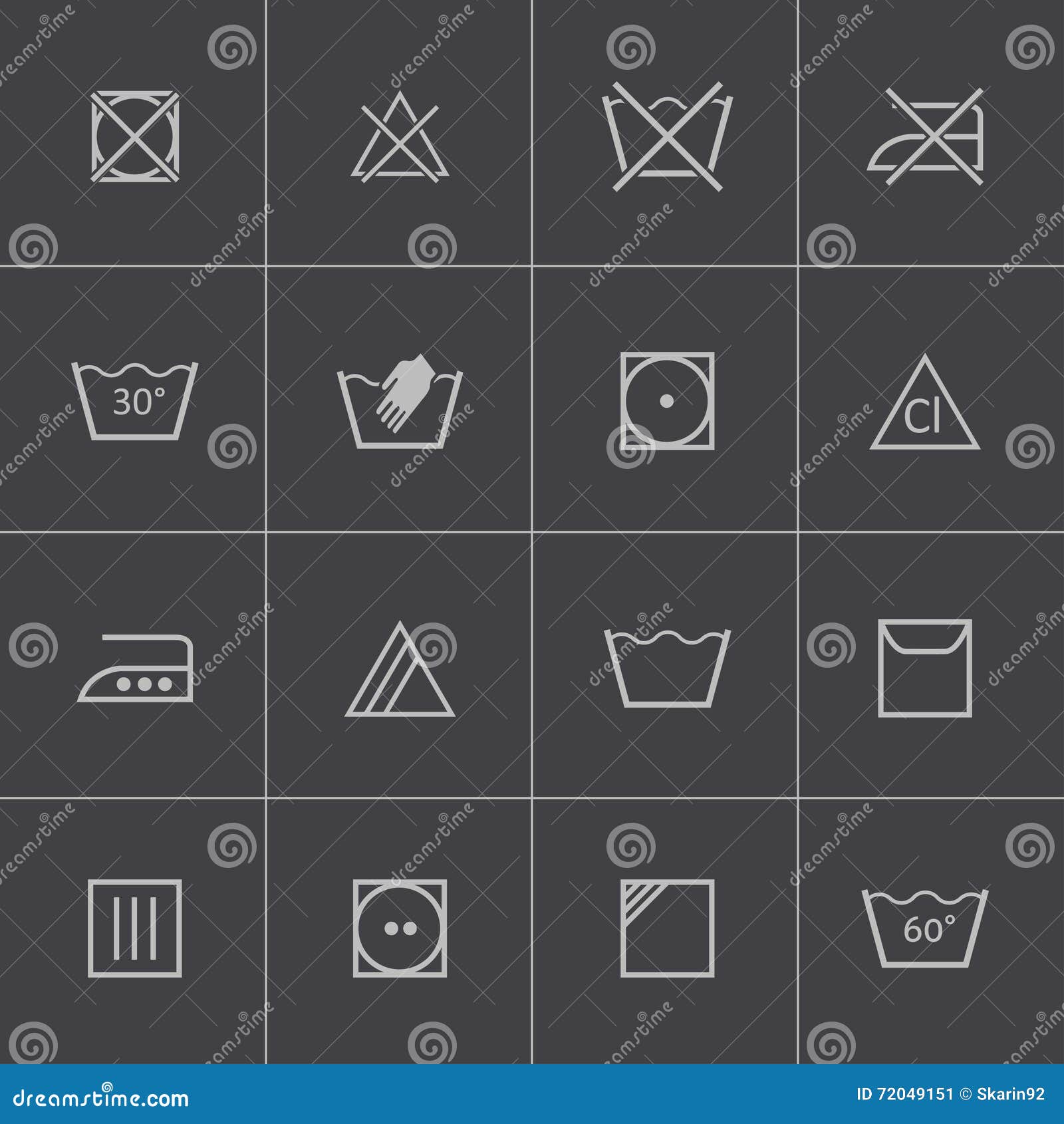 Vector Black Washing Icons Set Stock Illustration - Illustration of ...