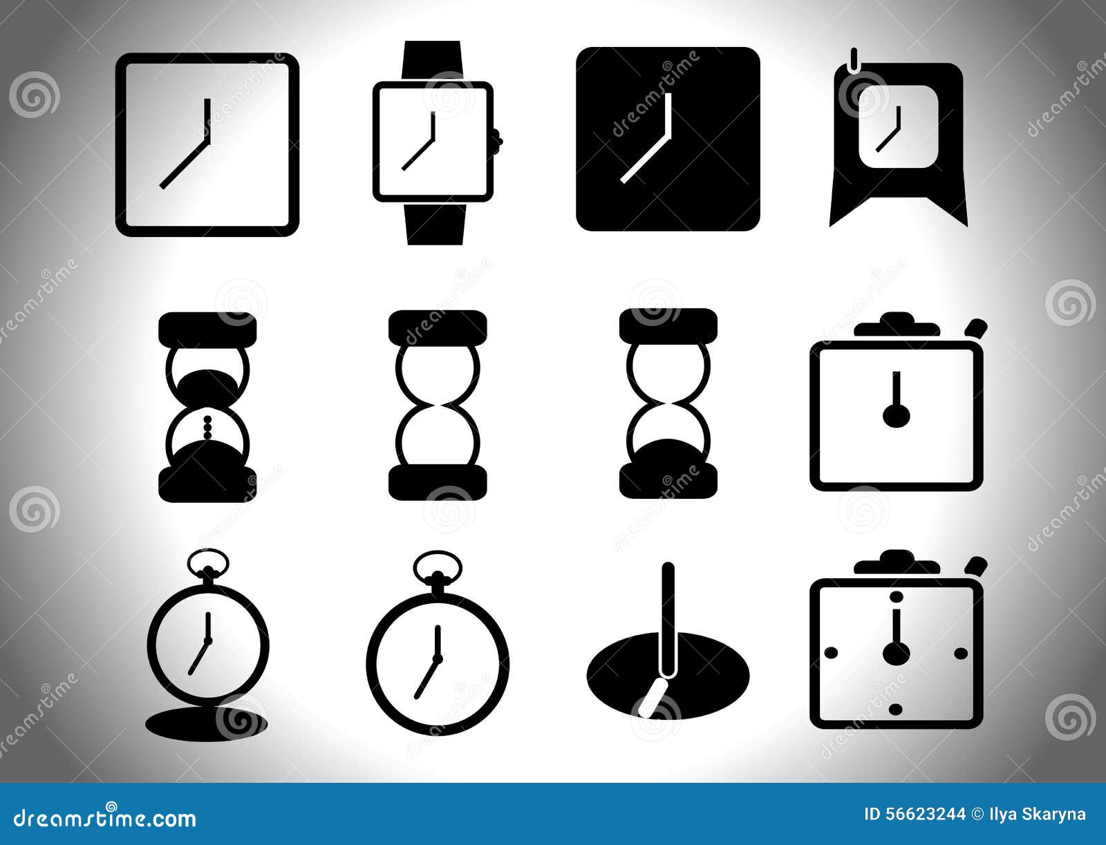 Vector Black Watch Icons Set Stock Vector - Illustration of vector ...