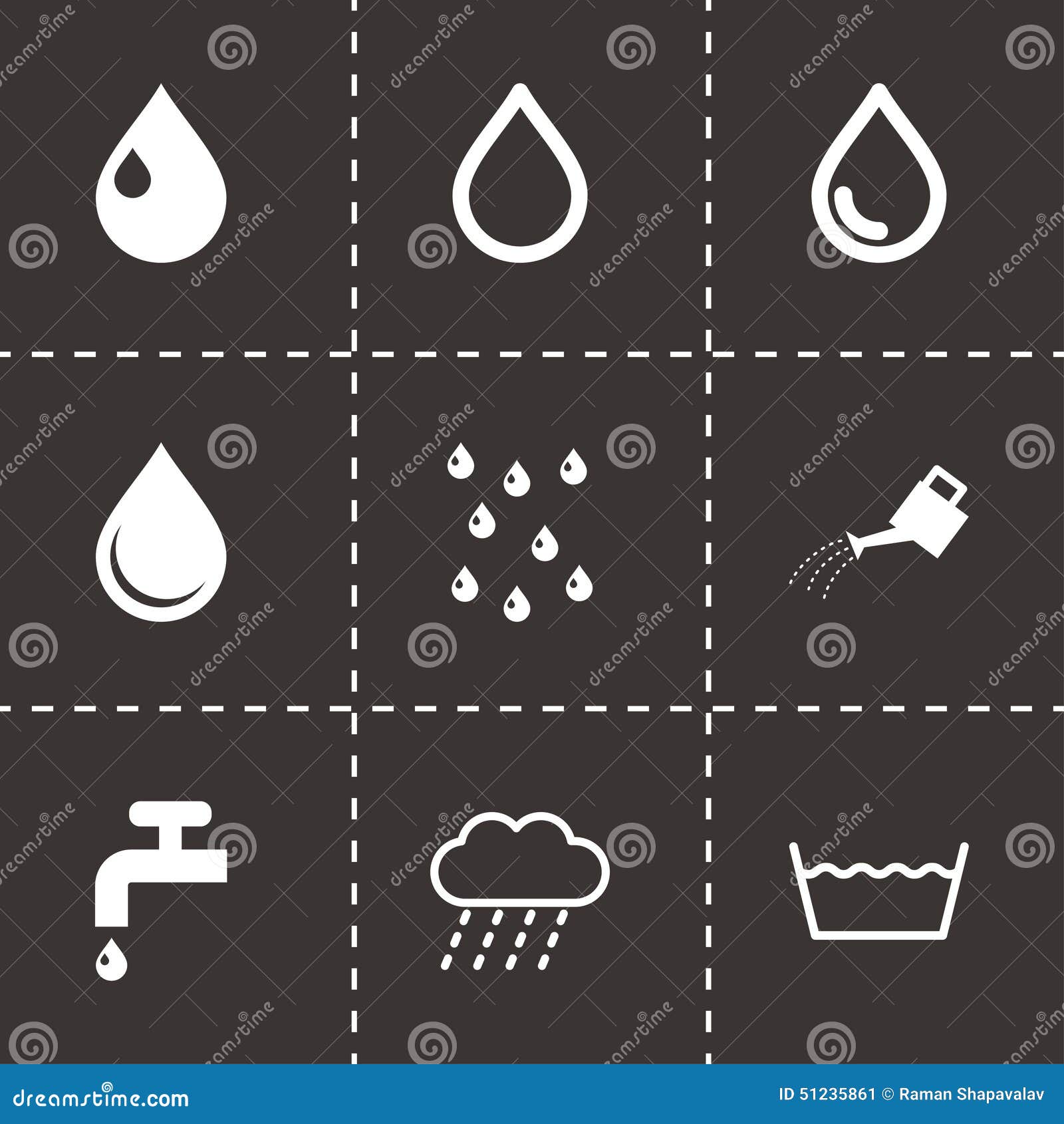 Vector Black Water Icon Set Stock Vector - Illustration of water, rain ...
