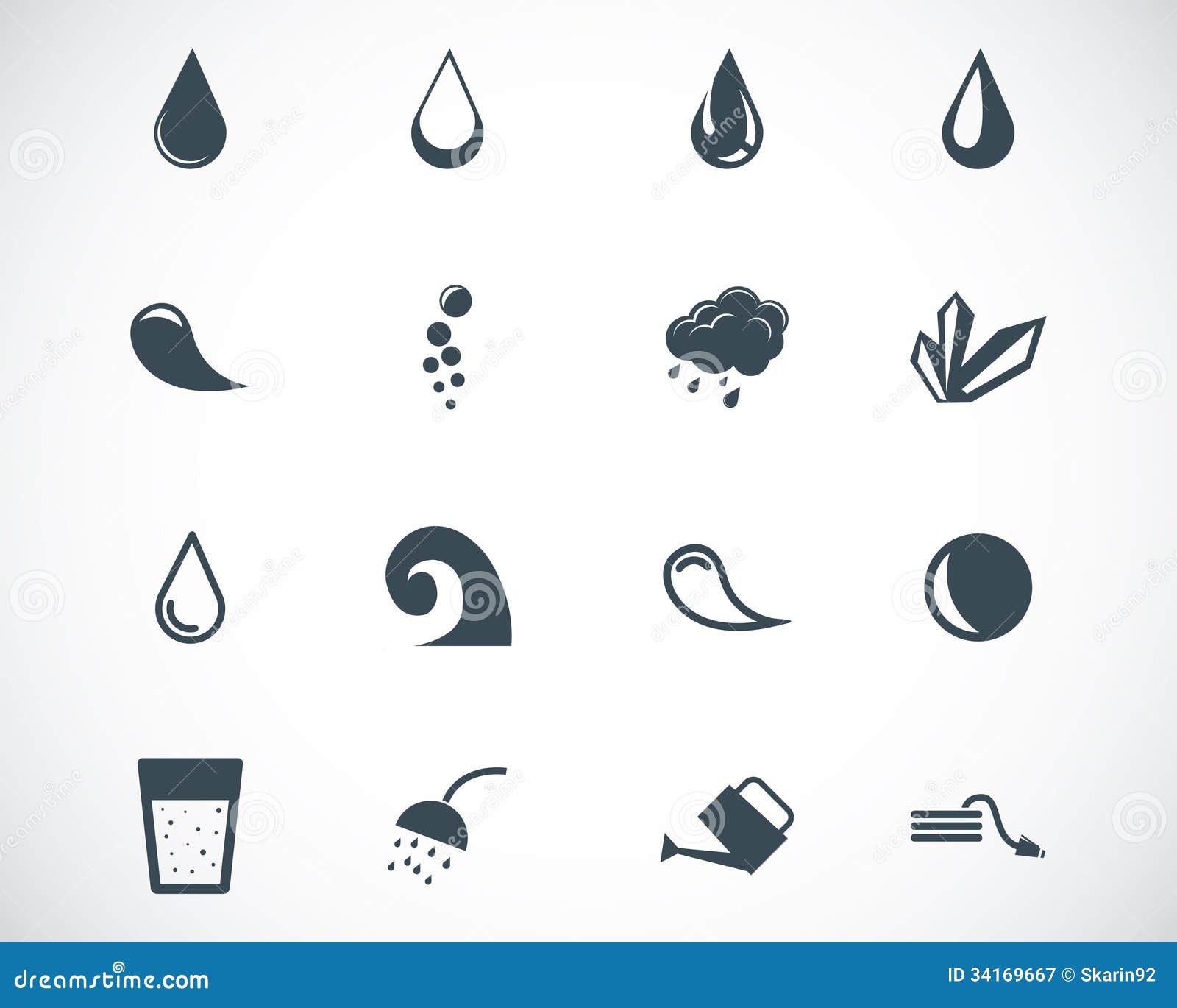 Vector black water icons stock illustration. Illustration of drops ...