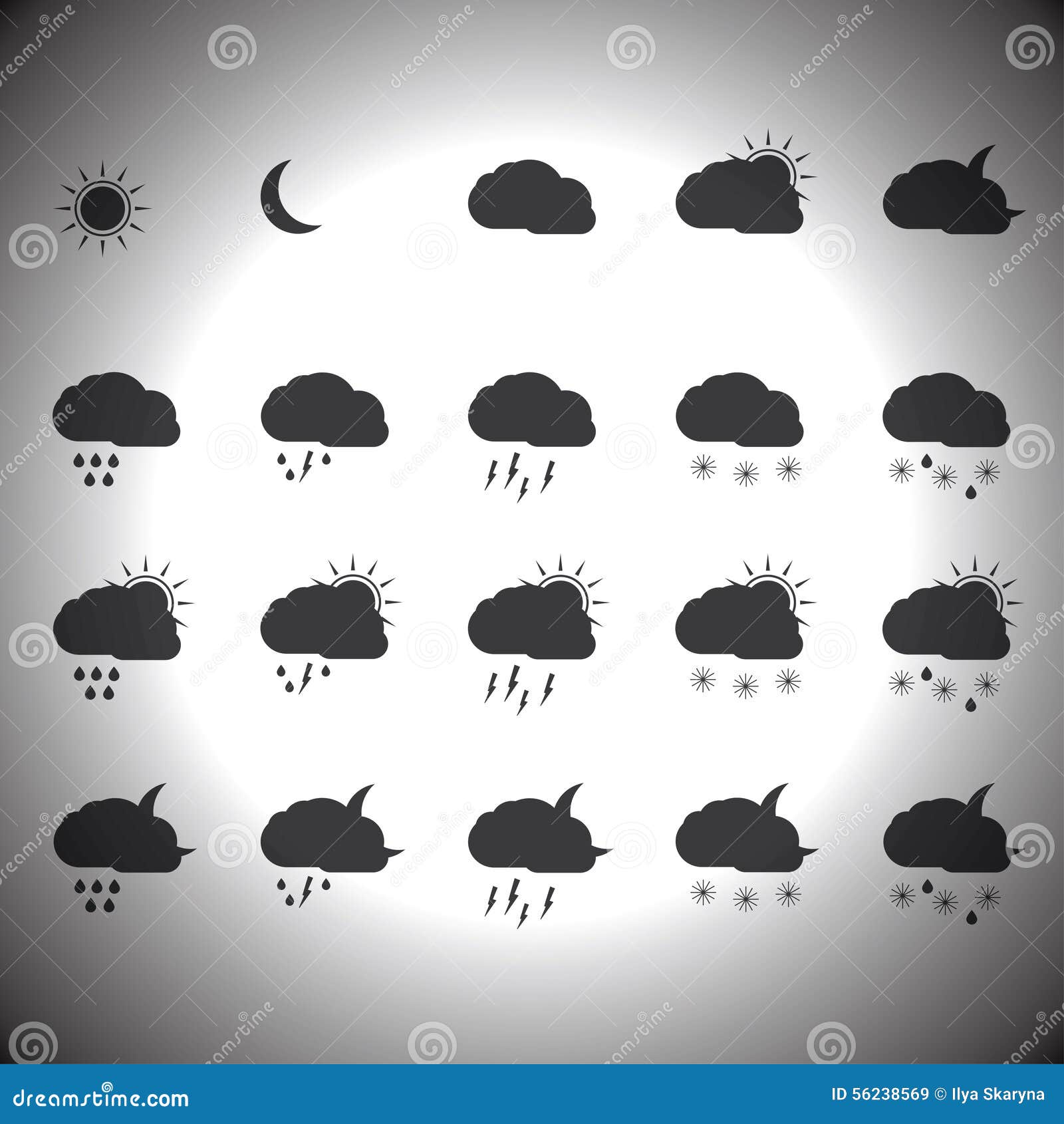 Vector Black Weather Icon Set Stock Illustration - Illustration of ...