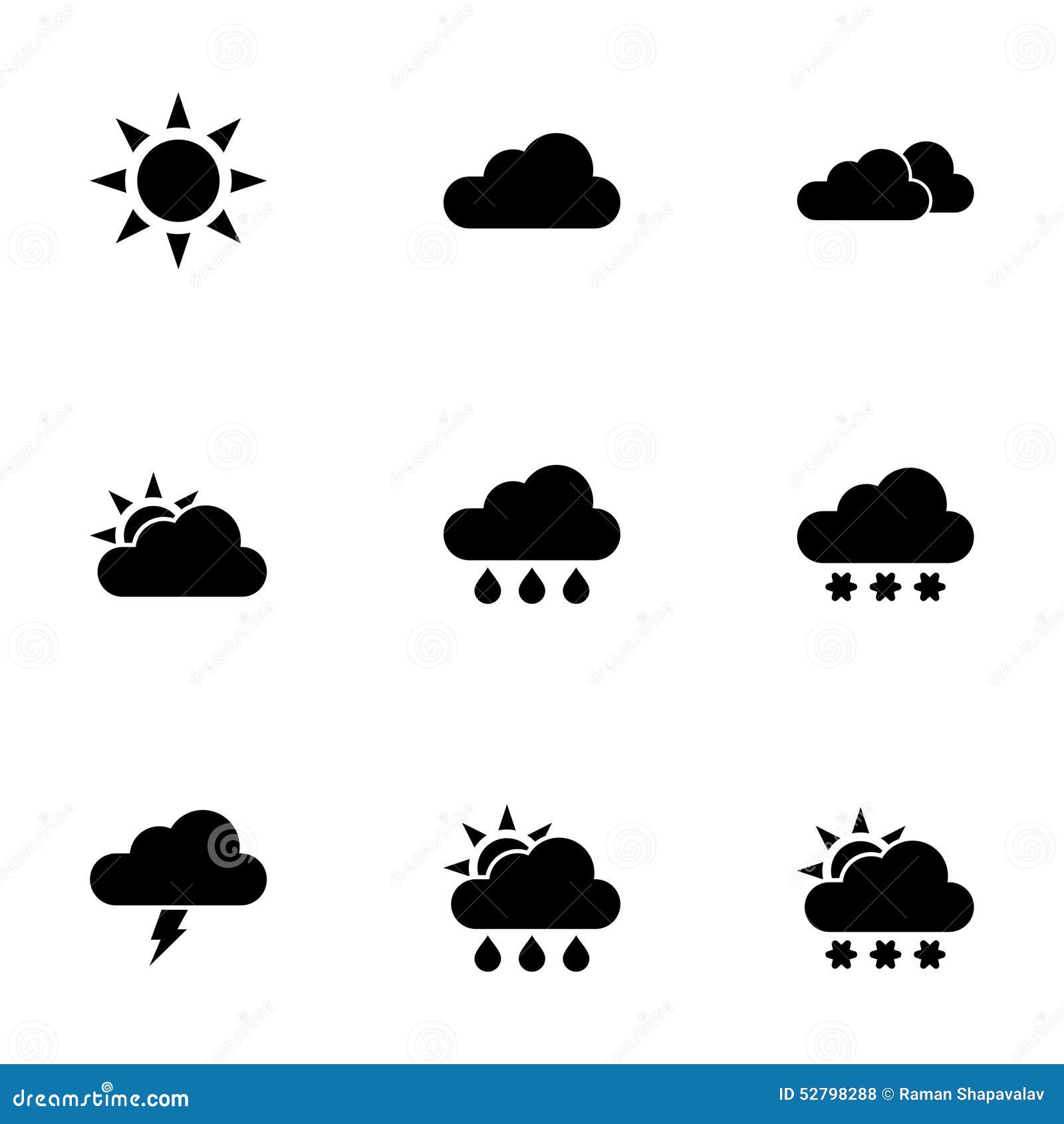 Vector Black Weather Icon Set Stock Vector - Illustration of shape ...