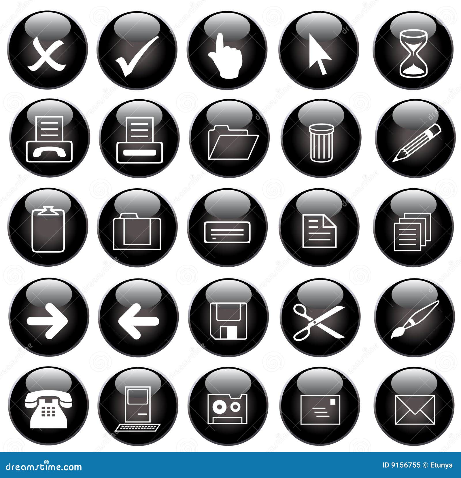 Vector black web icons set stock vector. Illustration of folder - 9156755