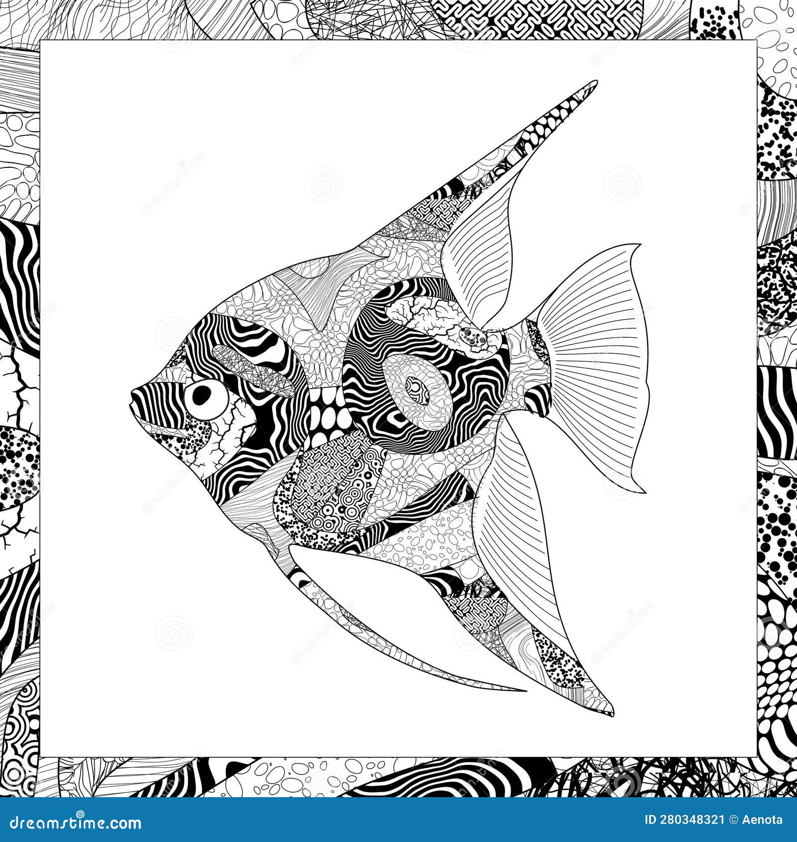 Angelfish Illustration, Drawing, Engraving, Ink, Line Art ...