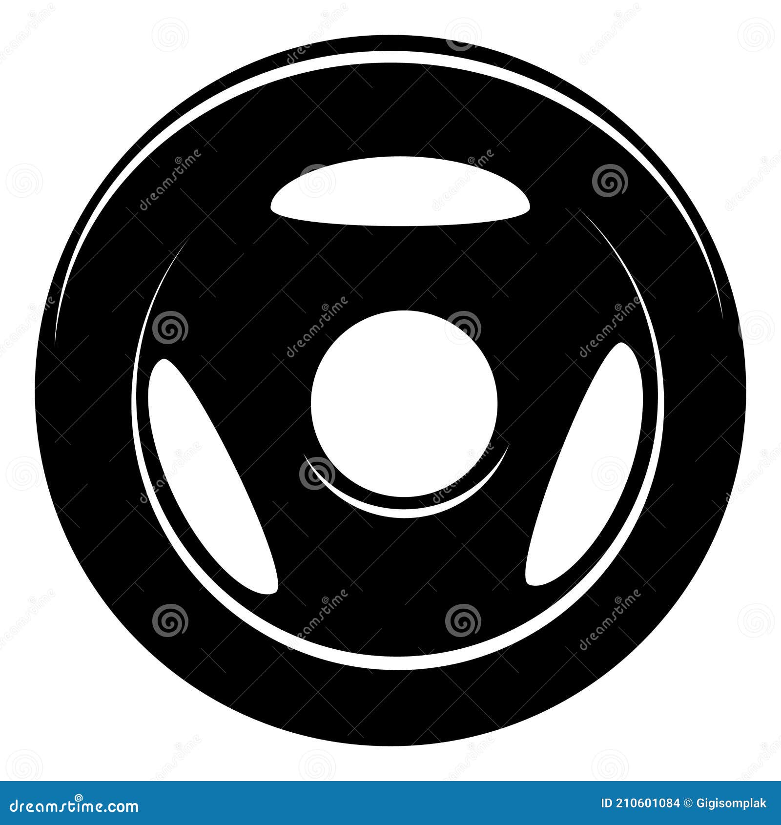 Simple Vector Black and White Barbell Plate, Isolated on White Stock ...