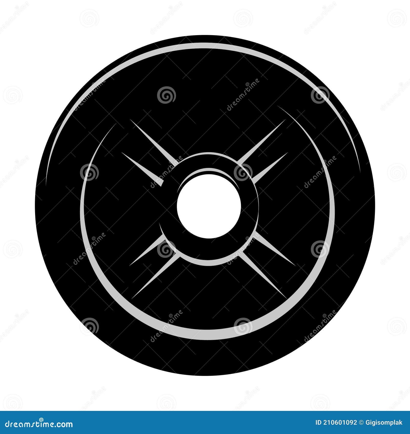 Simple Vector Black and White Barbell Plate, Isolated on White Stock ...