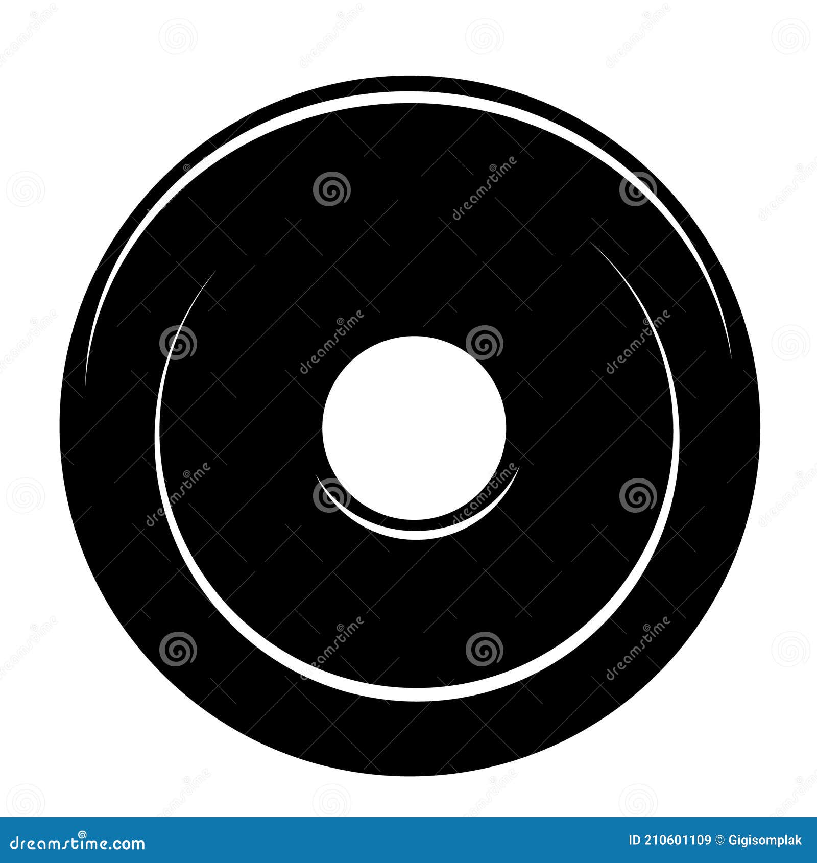 Simple Vector Black and White Barbell Plate, Isolated on White Stock ...