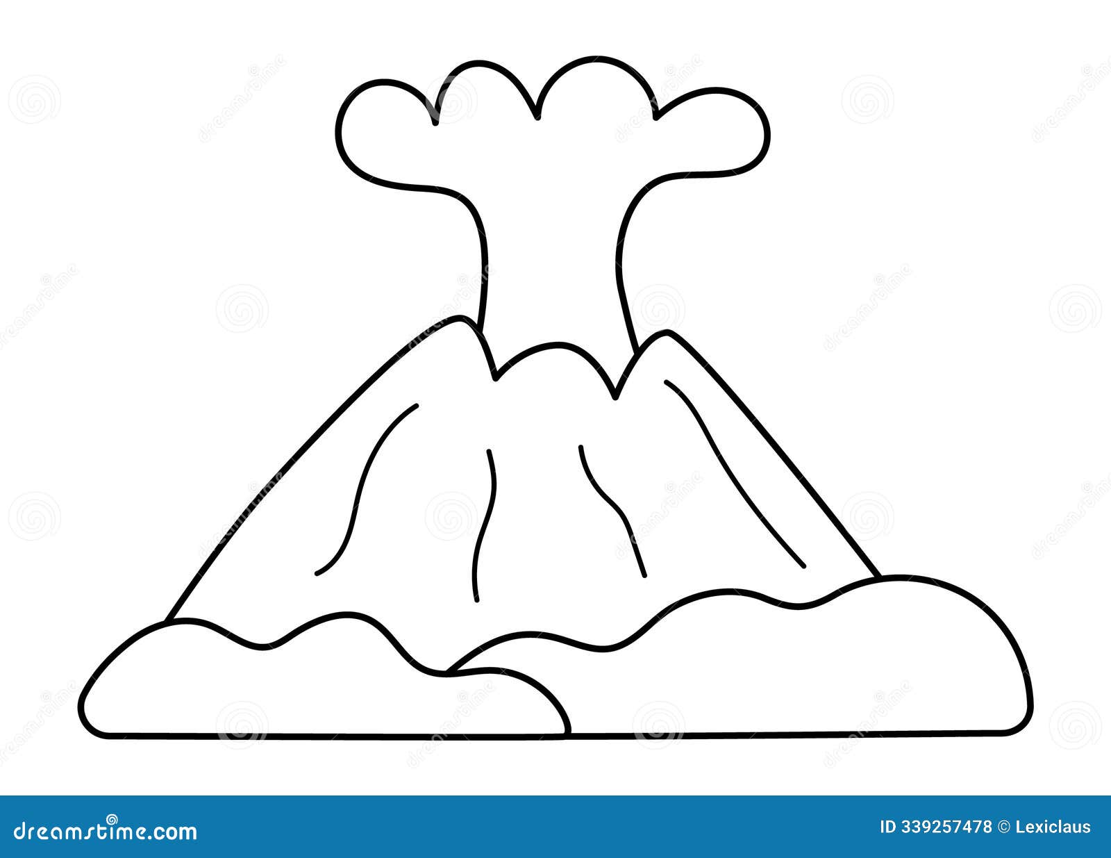 Vector Black and White Erupting or Exploding Volcano Mountains with ...