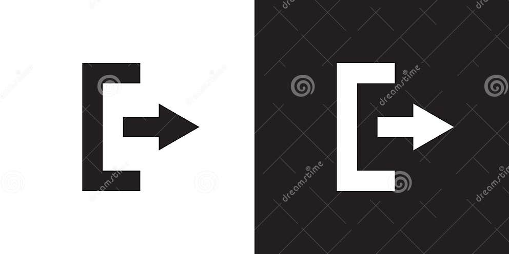 Vector Black and White Exit Icons Stock Vector - Illustration of ...