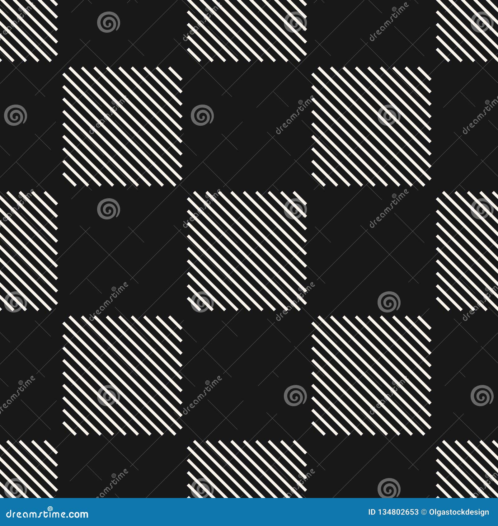 Vector Black and White Geometric Seamless Pattern with Squares, Slanted ...