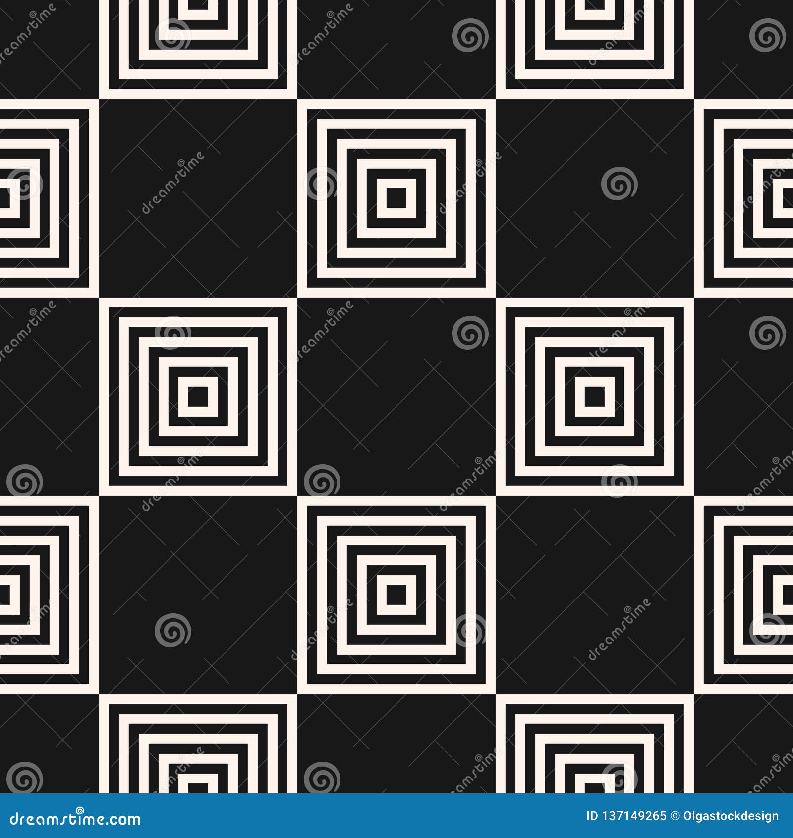 Vector Black and White Geometric Seamless Pattern with Staggered ...