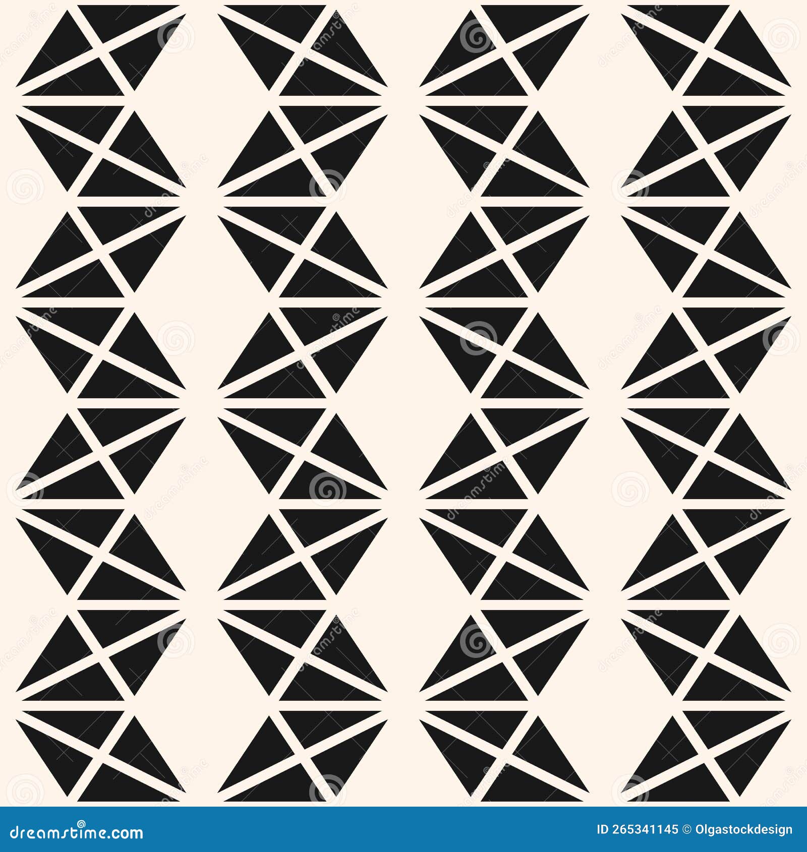 Vector Black and White Geometric Seamless Pattern with Triangles, Zigzag, Grid Stock Vector ...