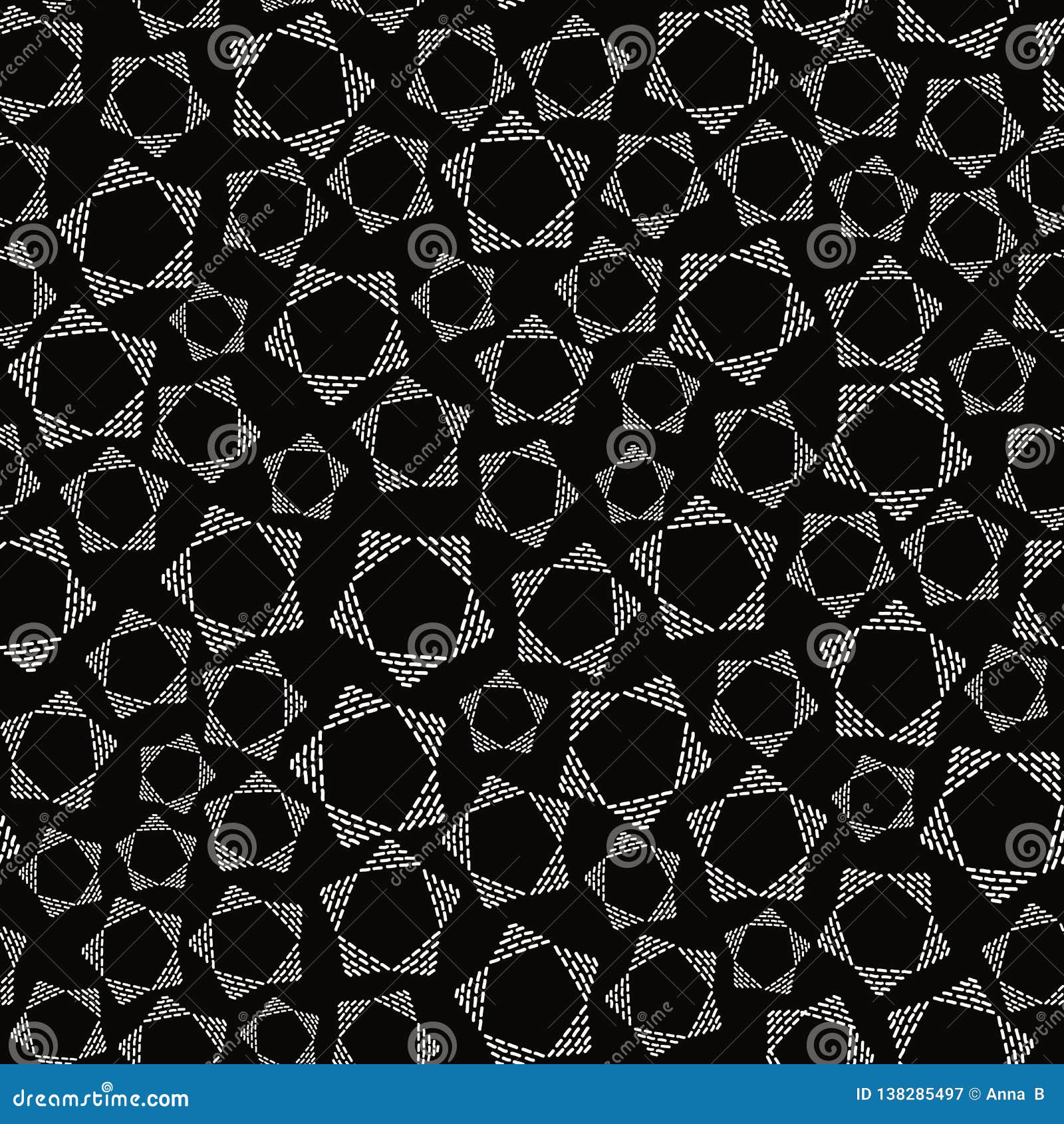Vector Black and White Geometric Stars Seamless Repeat Pattern ...