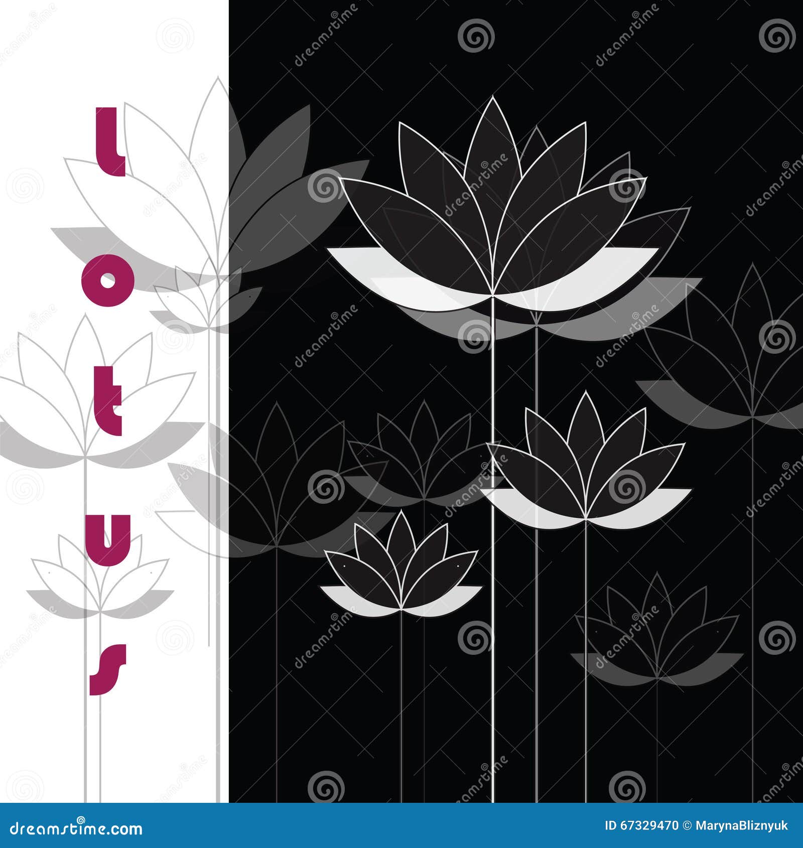 Vector Black and White Graphic Lotus Stock Vector - Illustration of ...