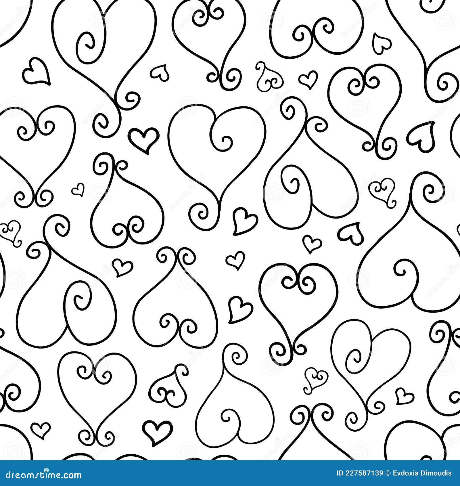 Vector Black and White Heartbeat Seamless Pattern Background Stock ...
