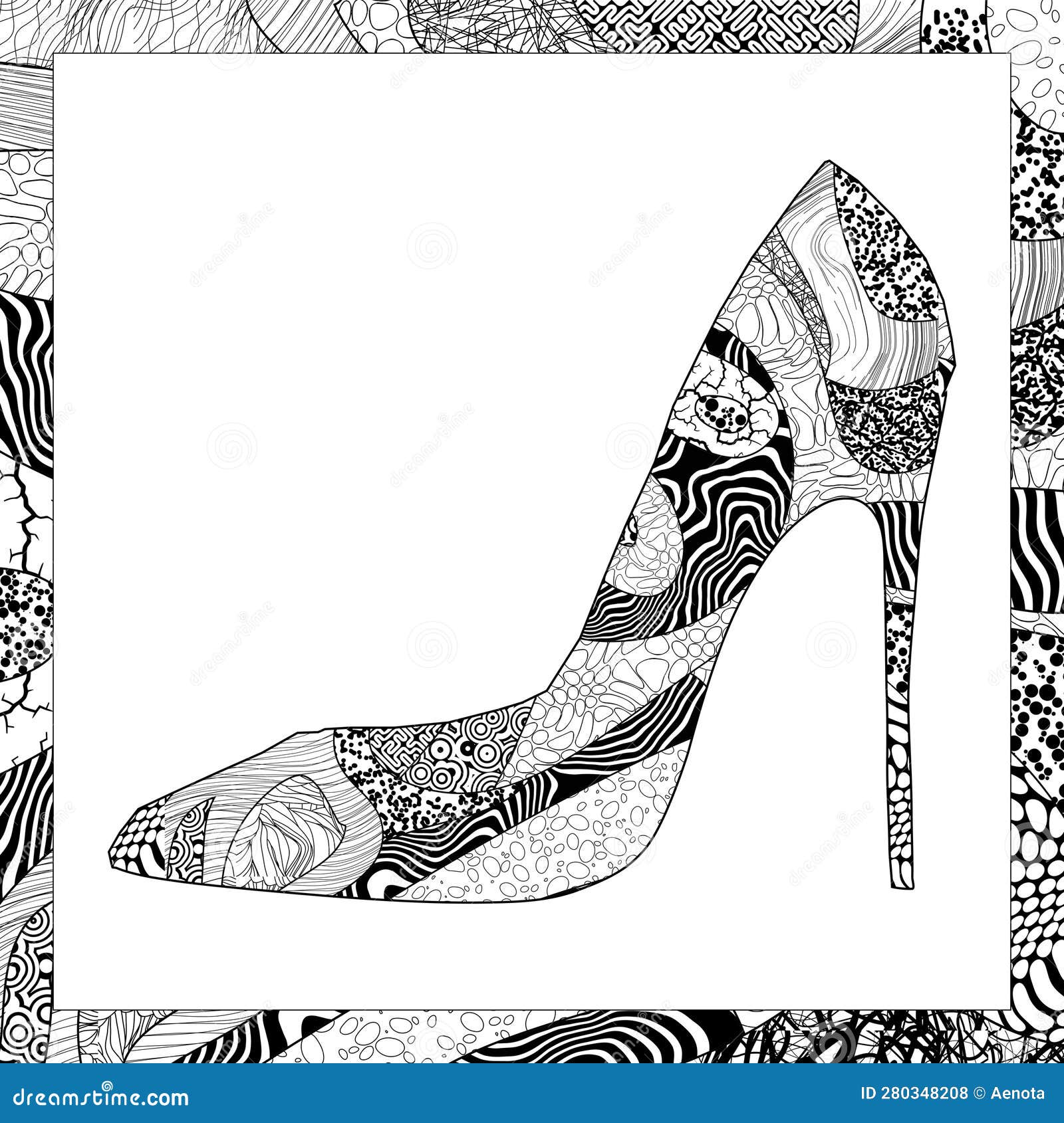 Vector Black and White High Heel Shoe Illustration Stock Vector ...